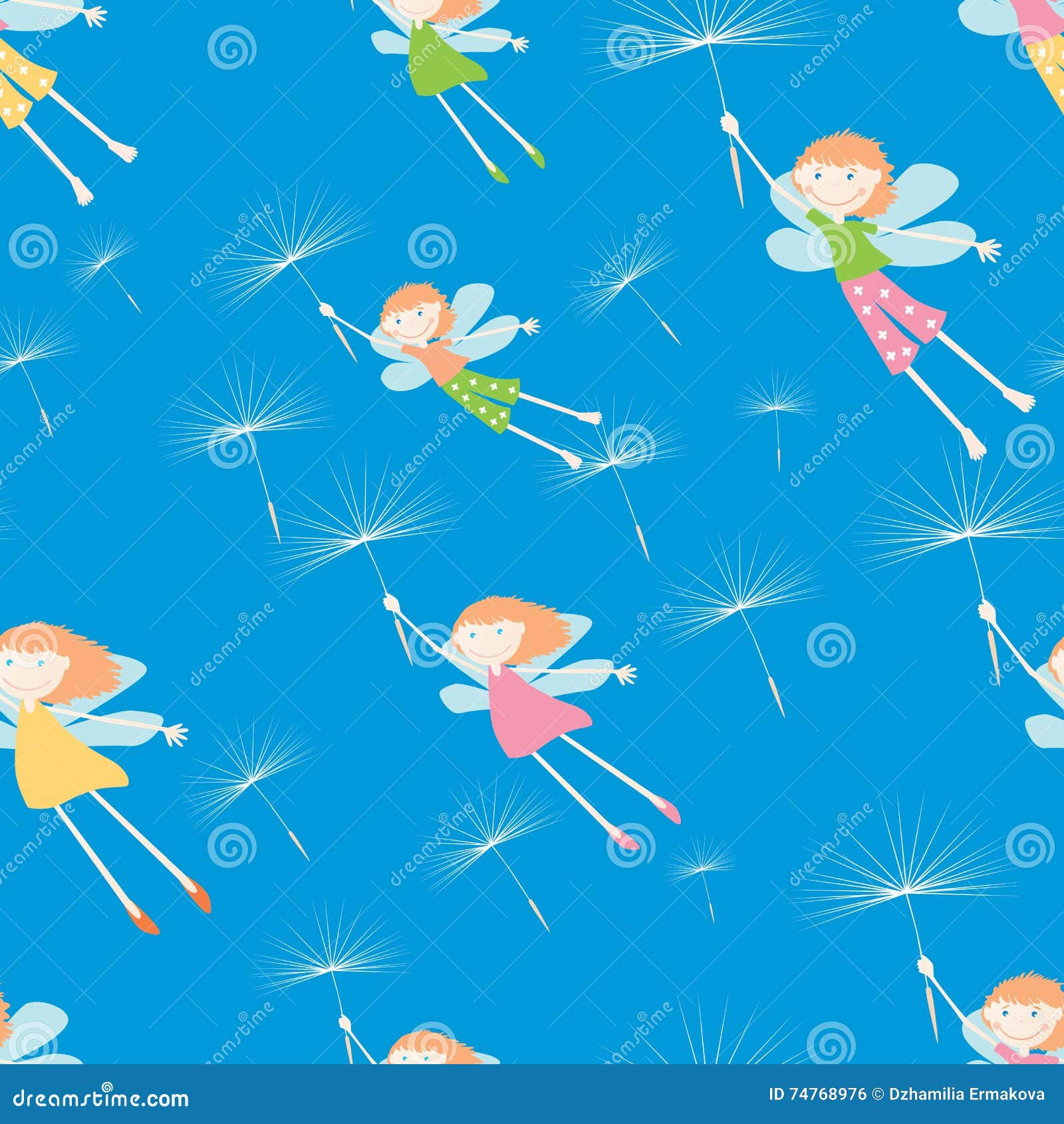 Flying summer elves stock vector. Illustration of kids - 74768976