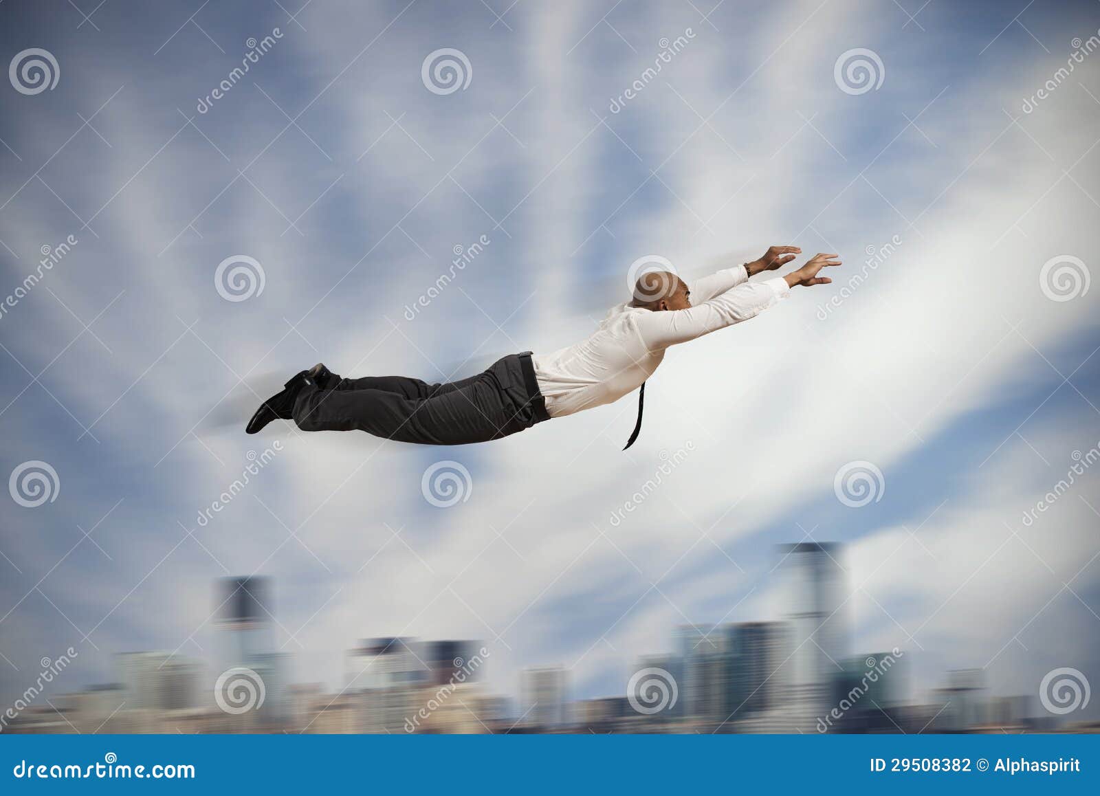 Flying Super Hero Businessman Stock Photo - Image of altitude ...