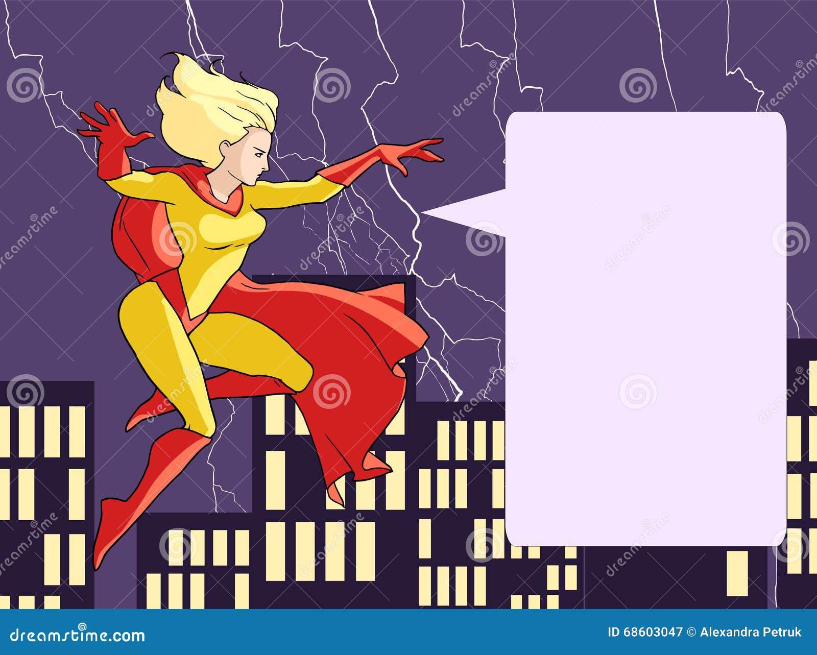 Flying super lady stock vector. Illustration of comic - 68603047