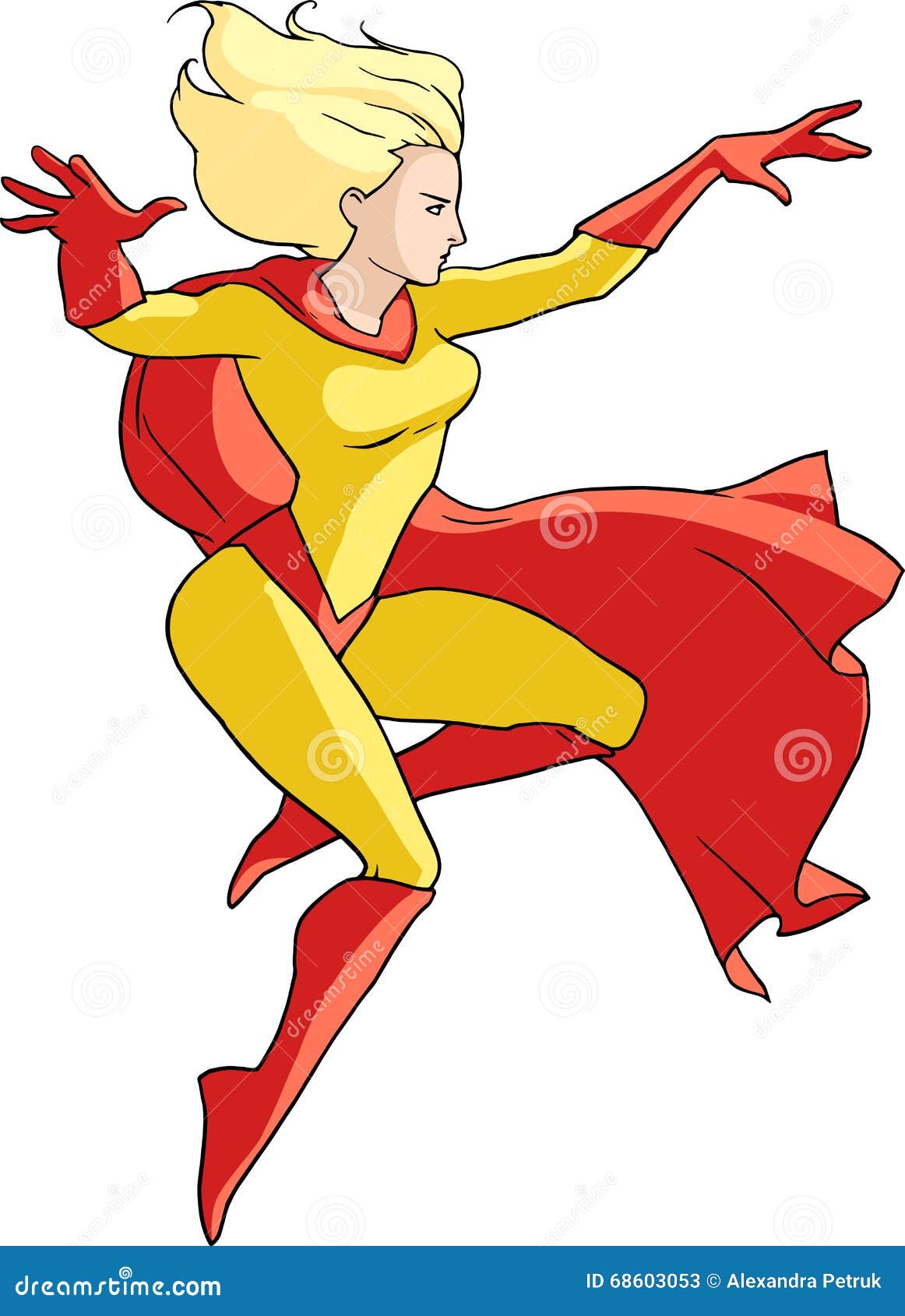 Flying super lady stock vector. Illustration of strong - 68603053