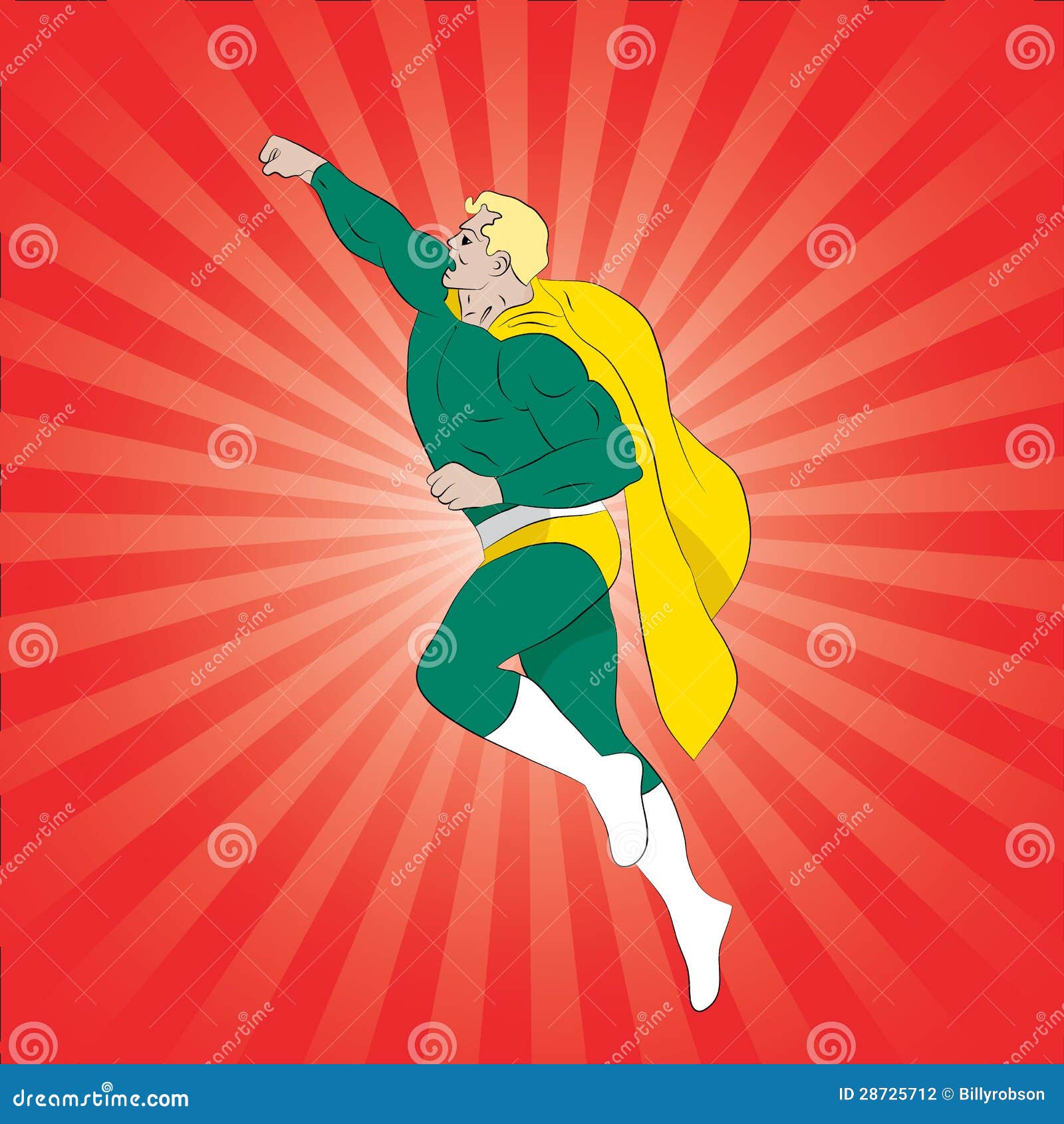 Flying superhero stock vector. Illustration of hero, drawn - 28725712