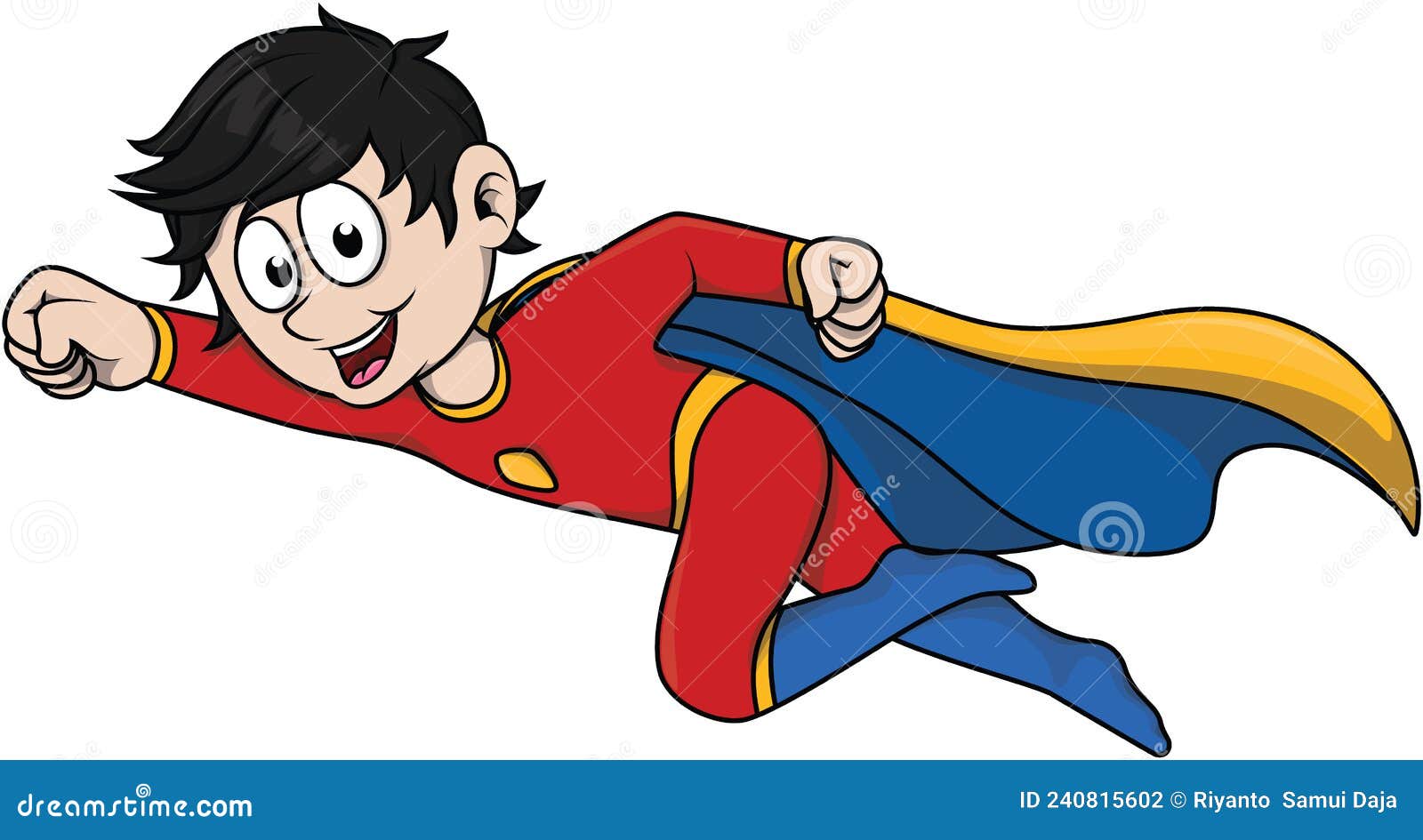 Flying Superhero Boy Color Illustration Stock Vector - Illustration of ...