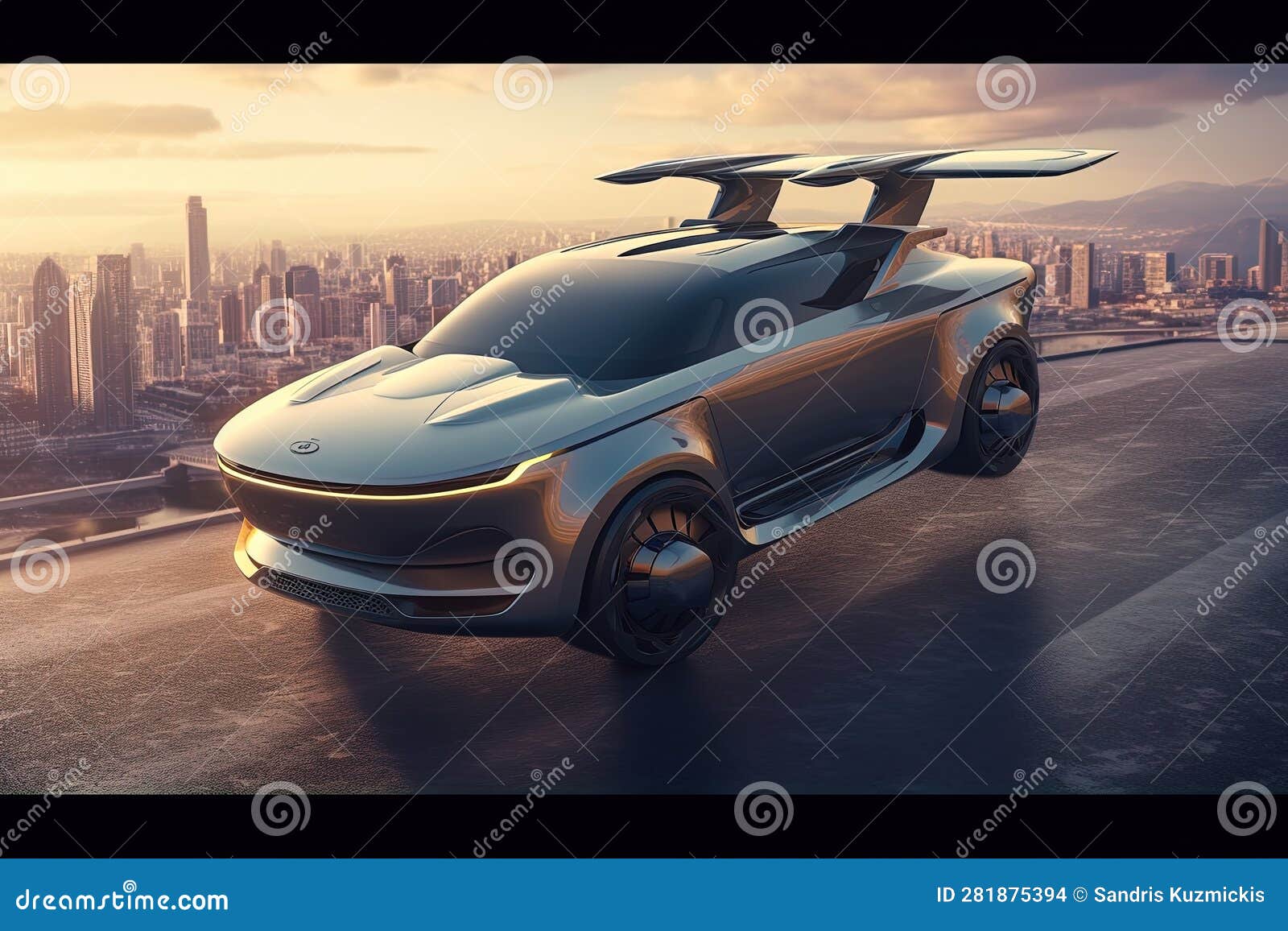 Flying SUV from the Future with Spaceship Wings. Generative AI Stock ...
