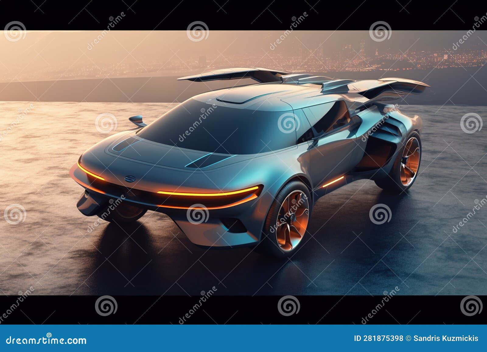 Flying SUV from the Future with Spaceship Wings. Generative AI Stock ...