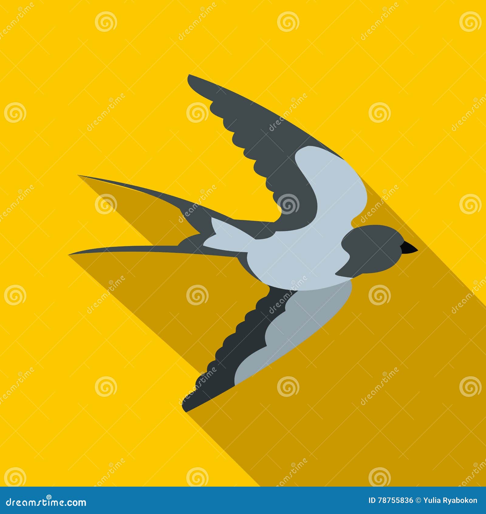Flying Swallow Bird Icon, Flat Style Stock Vector - Illustration of ...