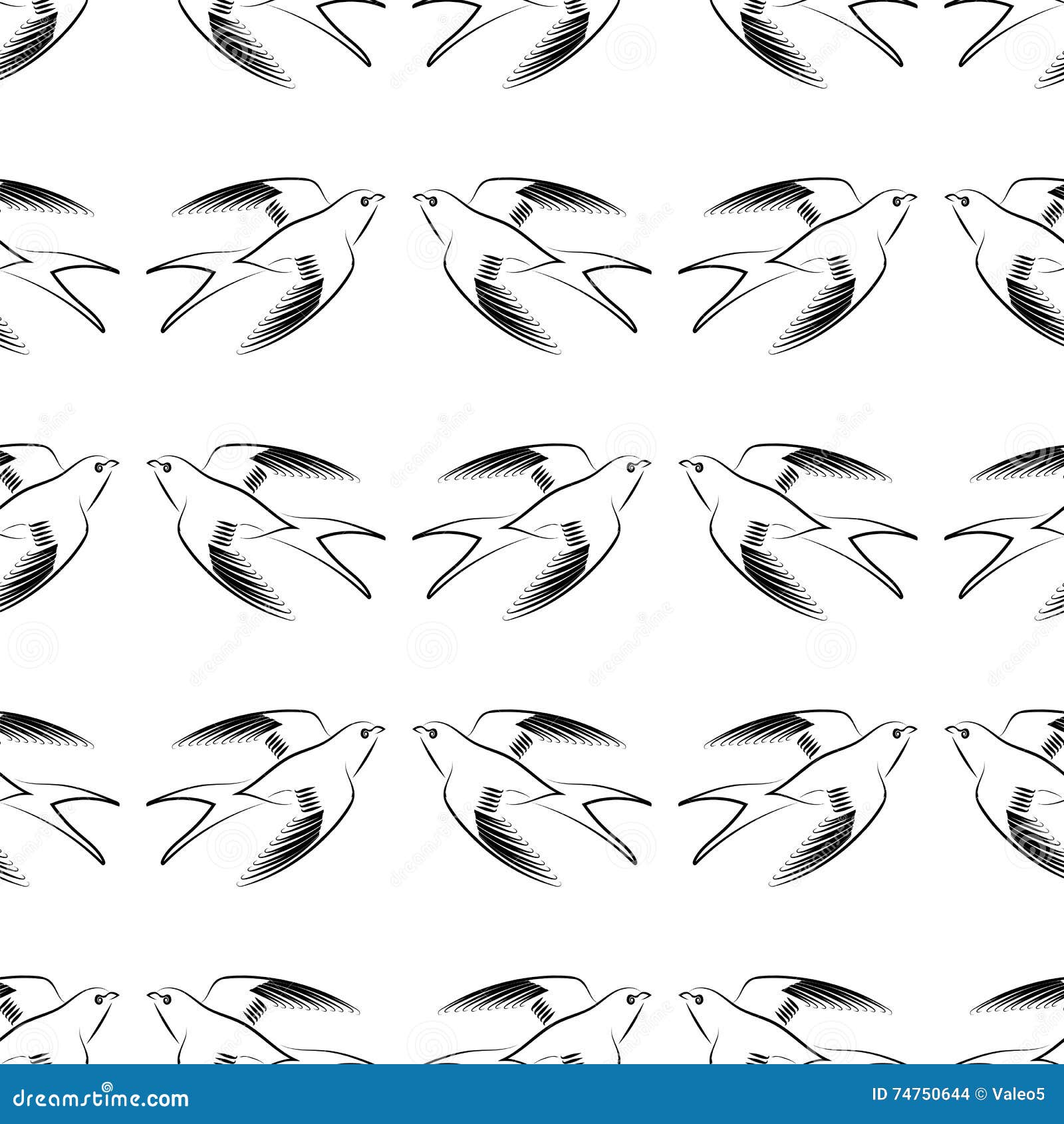 Flying Swallow Seamless Pattern. Bird Background Stock Vector ...