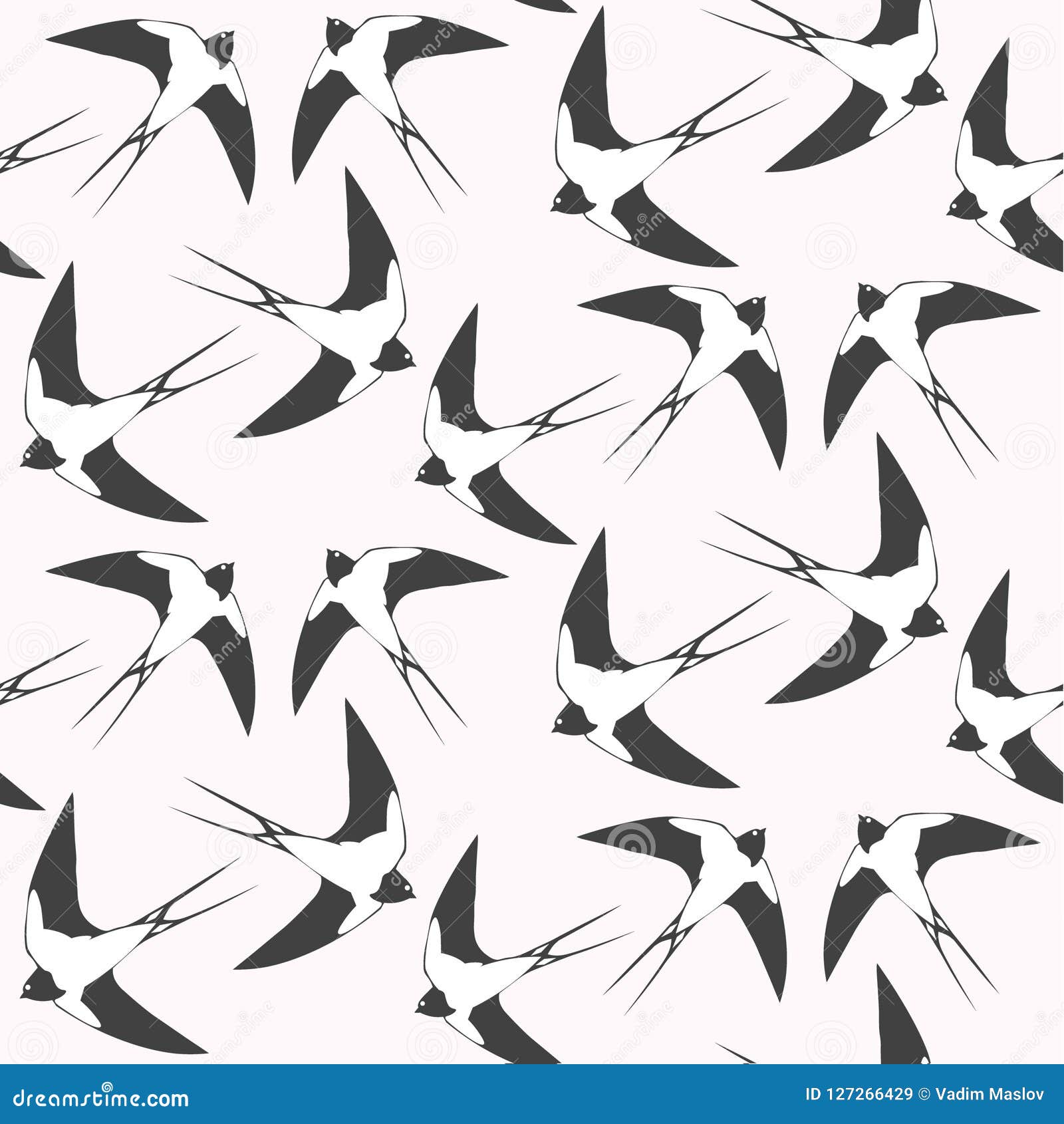 Flying Swallows Seamless Pattern. Stock Vector - Illustration of cute ...