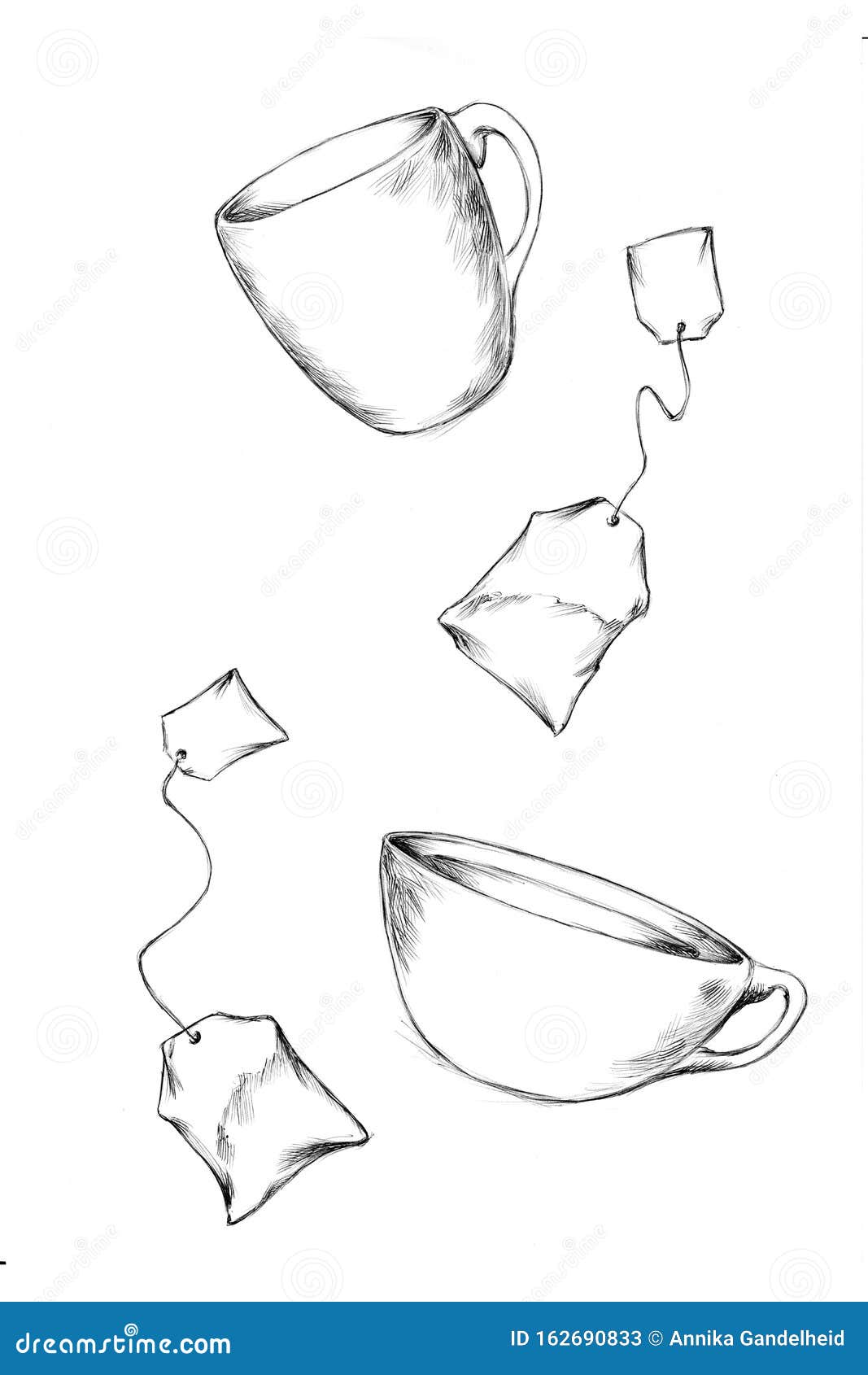 Flying Teacups And Flying Tea Bags Royalty-Free Stock Photography ...