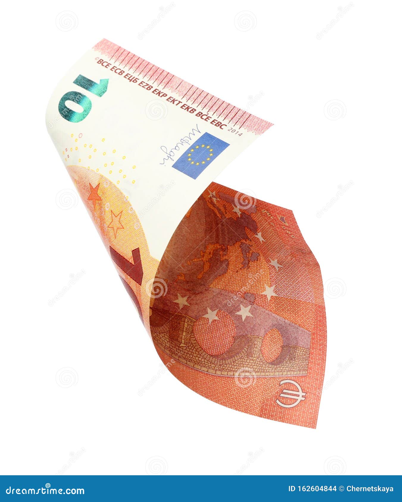 Flying Ten Euro Banknote Isolated Stock Photo - Image of cash, credit ...