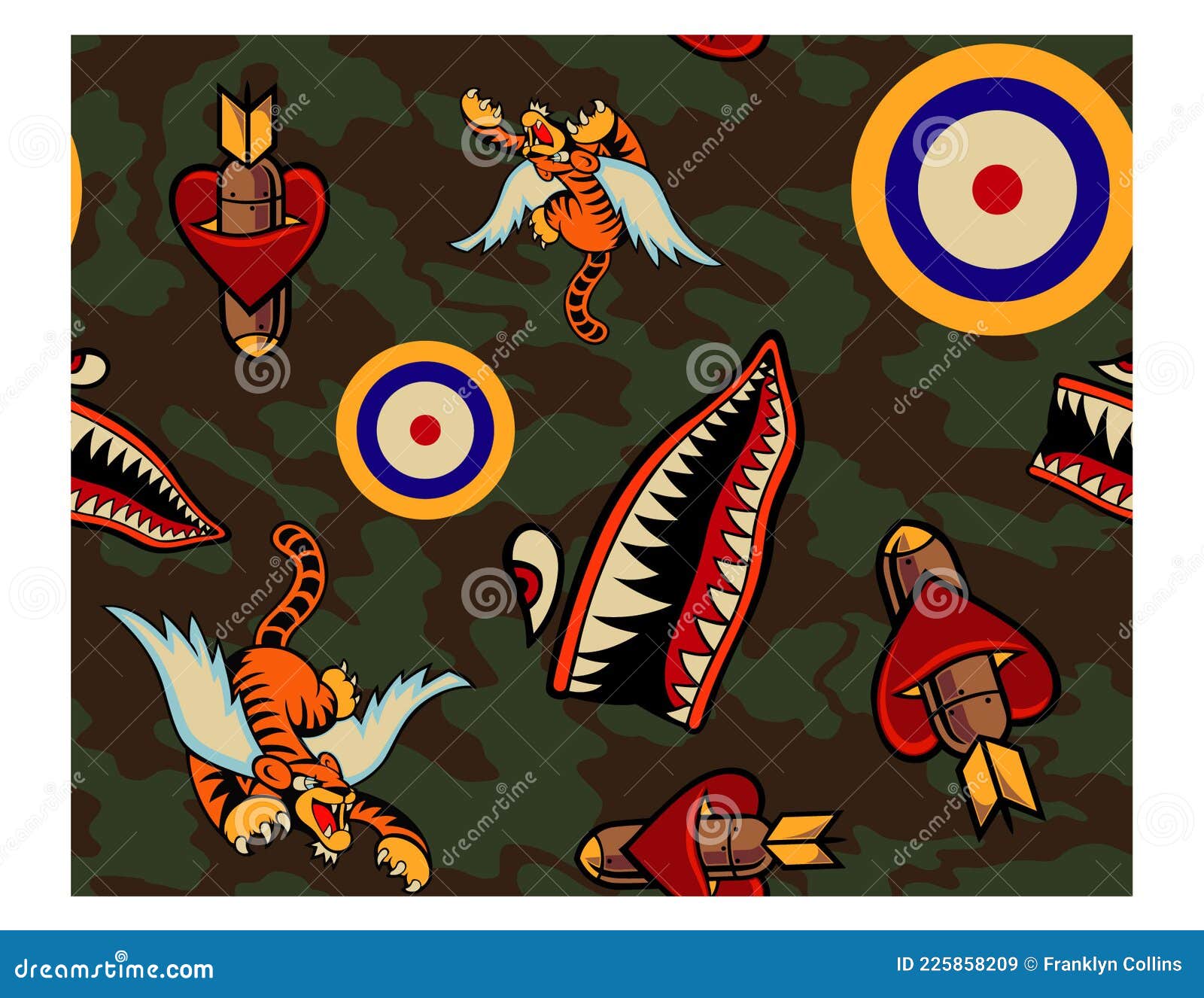 Flying Tiger Pattern stock vector. Illustration of world - 225858209