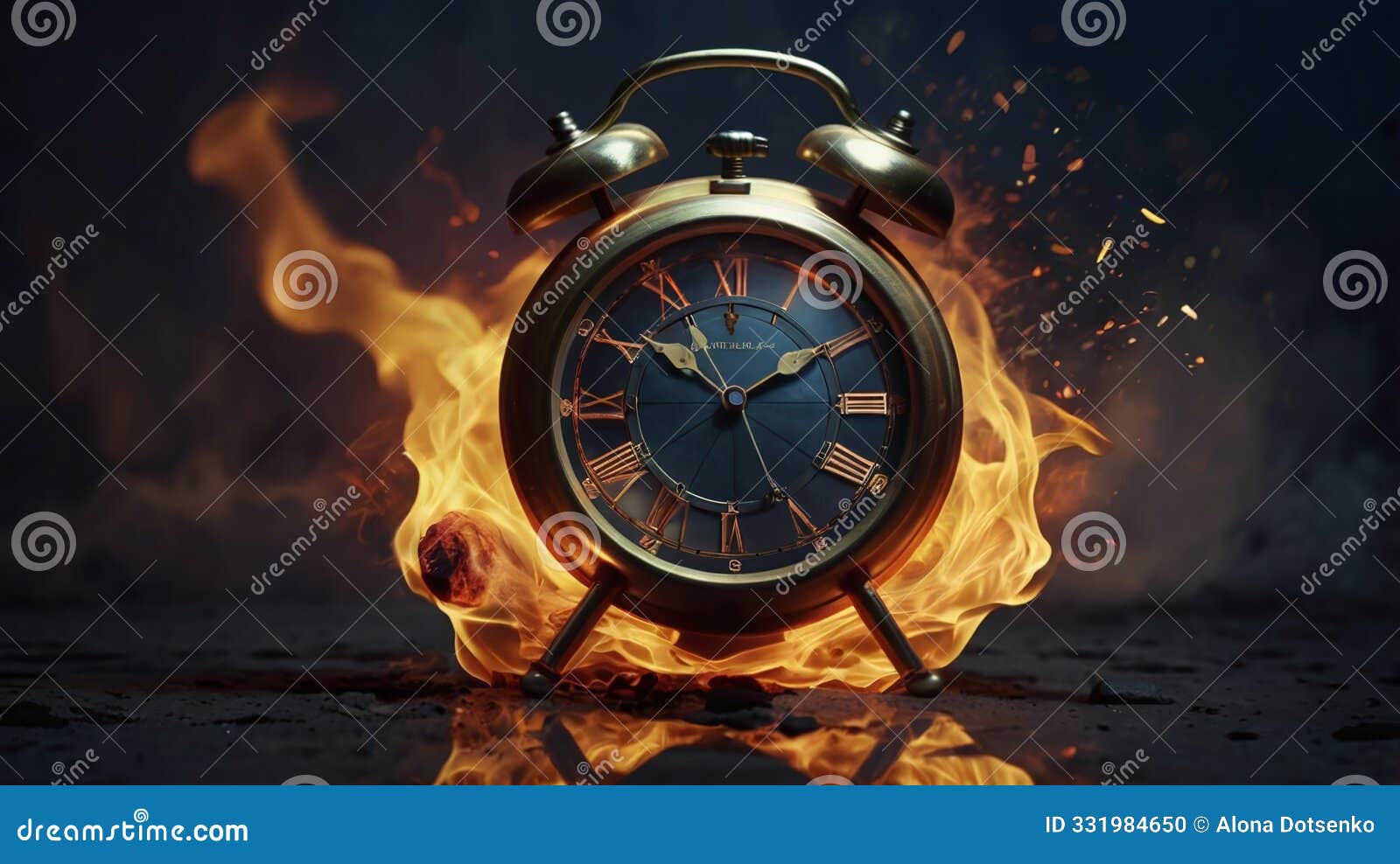 Flying Time Burning Clock, Clock on Fire, Fleeting Time, Run of the ...