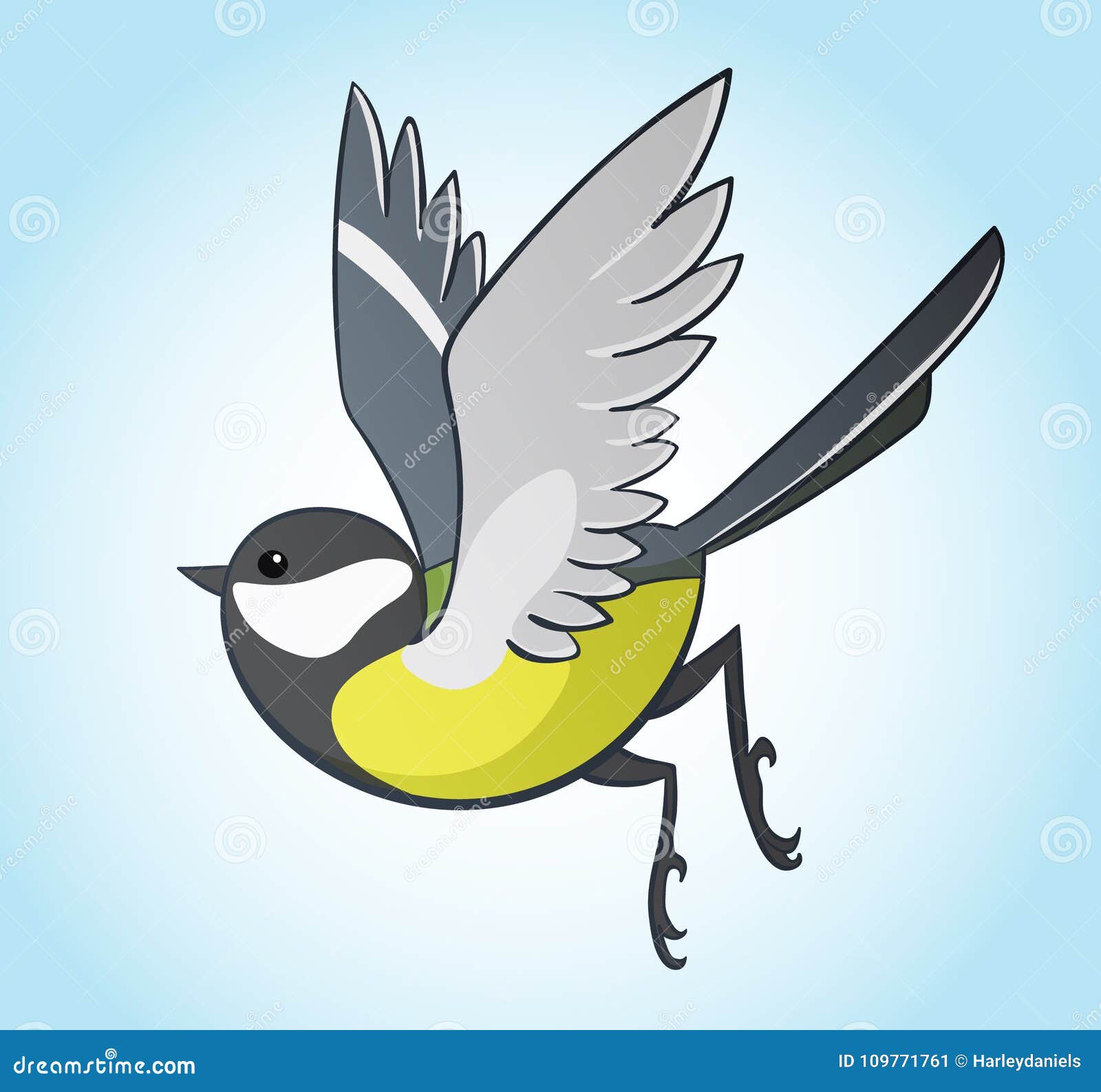 Flying Titmouse, Cartoon Vector Illustration Stock Vector ...