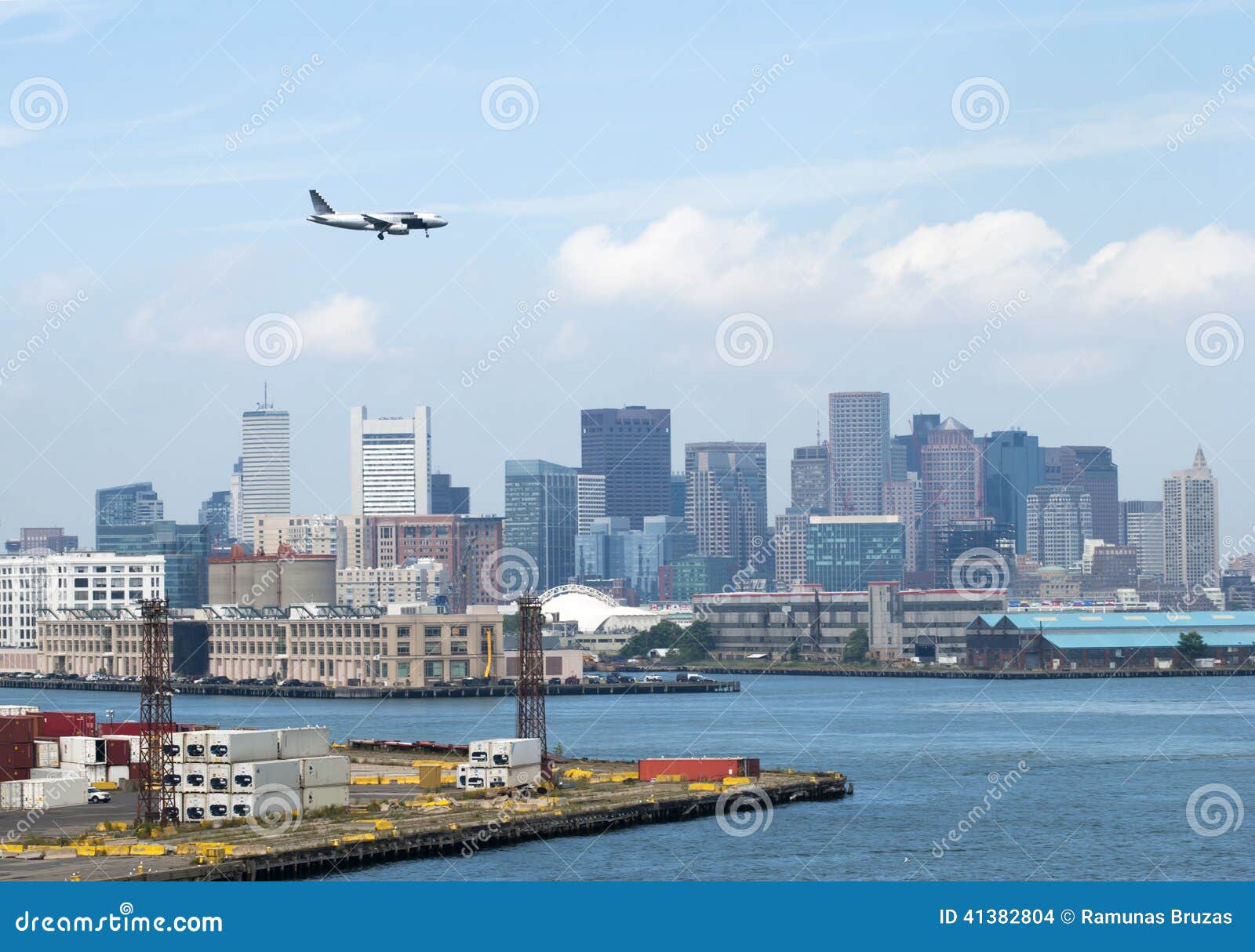 Flying to Boston stock photo. Image of city, downtown - 41382804