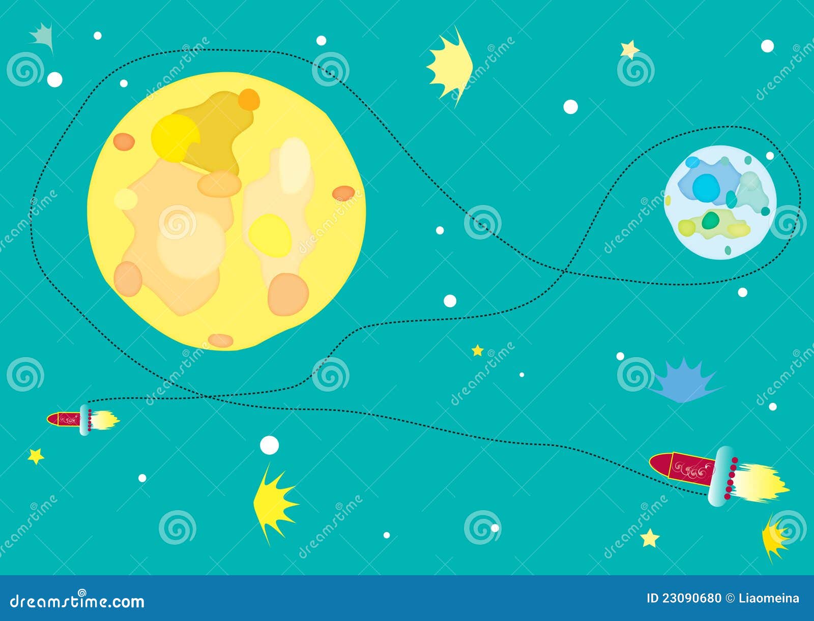 Flying to the moon stock vector. Illustration of flying - 23090680