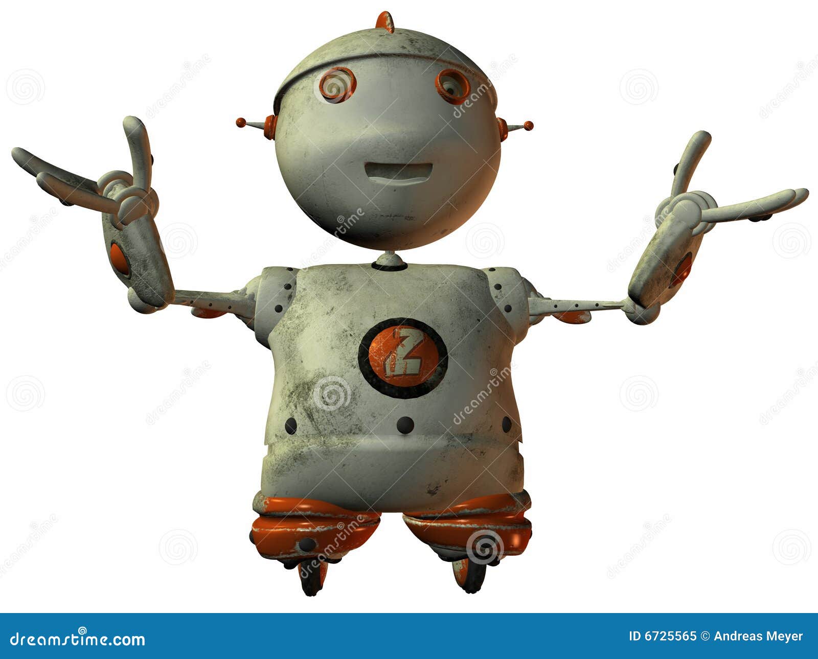 Flying Toon Robot stock illustration. Illustration of gesture - 6725565