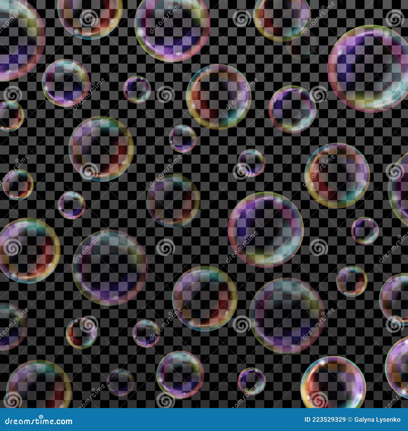 Flying Transparent Soap Bubbles on Checkered Background.Reaistic ...