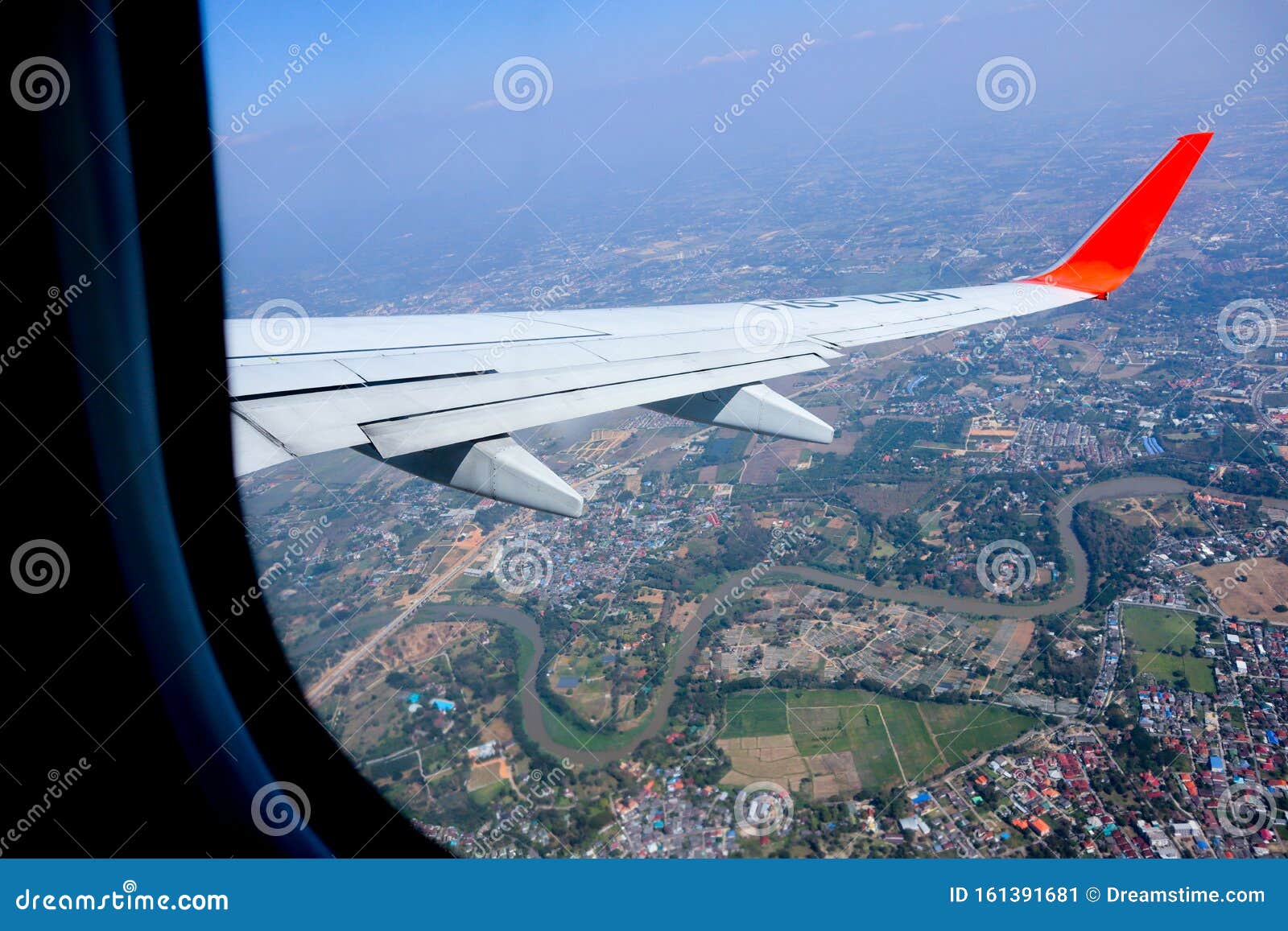 Flying and Traveling, View from Airplane Window on the Wing Editorial ...