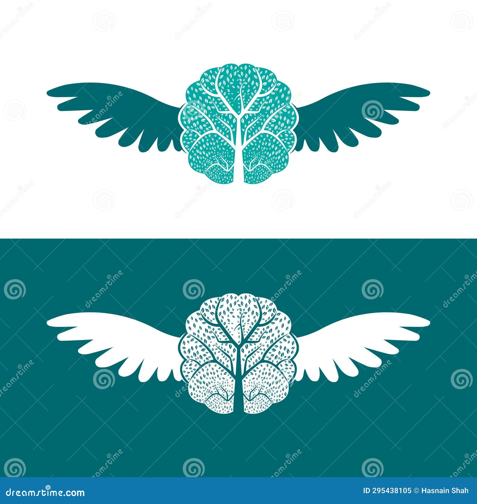Flying Tree Growing Inside the Brain Icon Stock Vector - Illustration ...