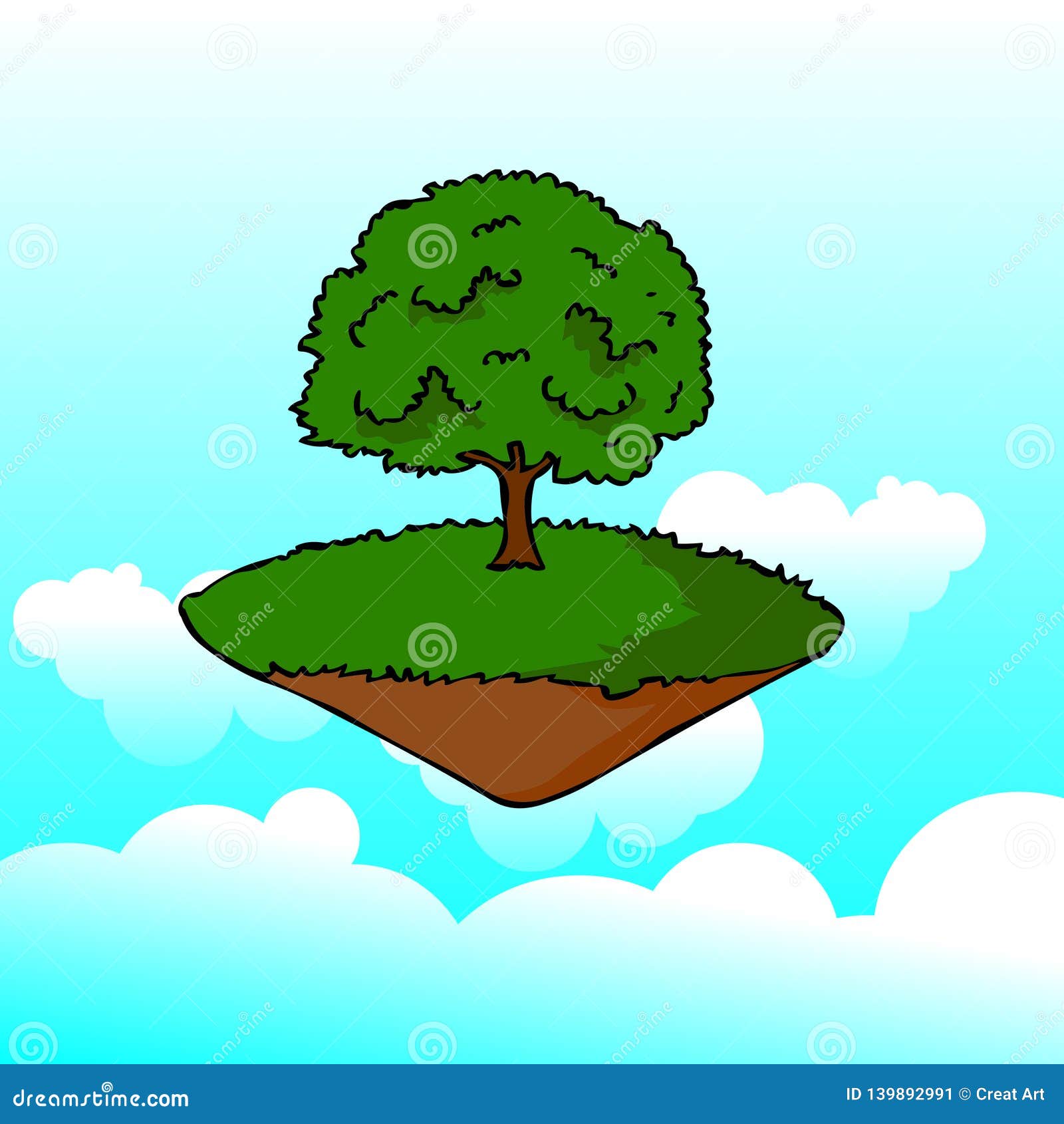 Flying Tree Vector.Tree in the Sky Illustration.Eco Friendly Concept ...