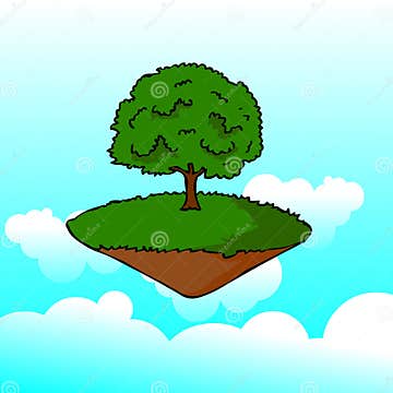 Flying Tree Vector.Tree in the Sky Illustration.Eco Friendly Concept ...