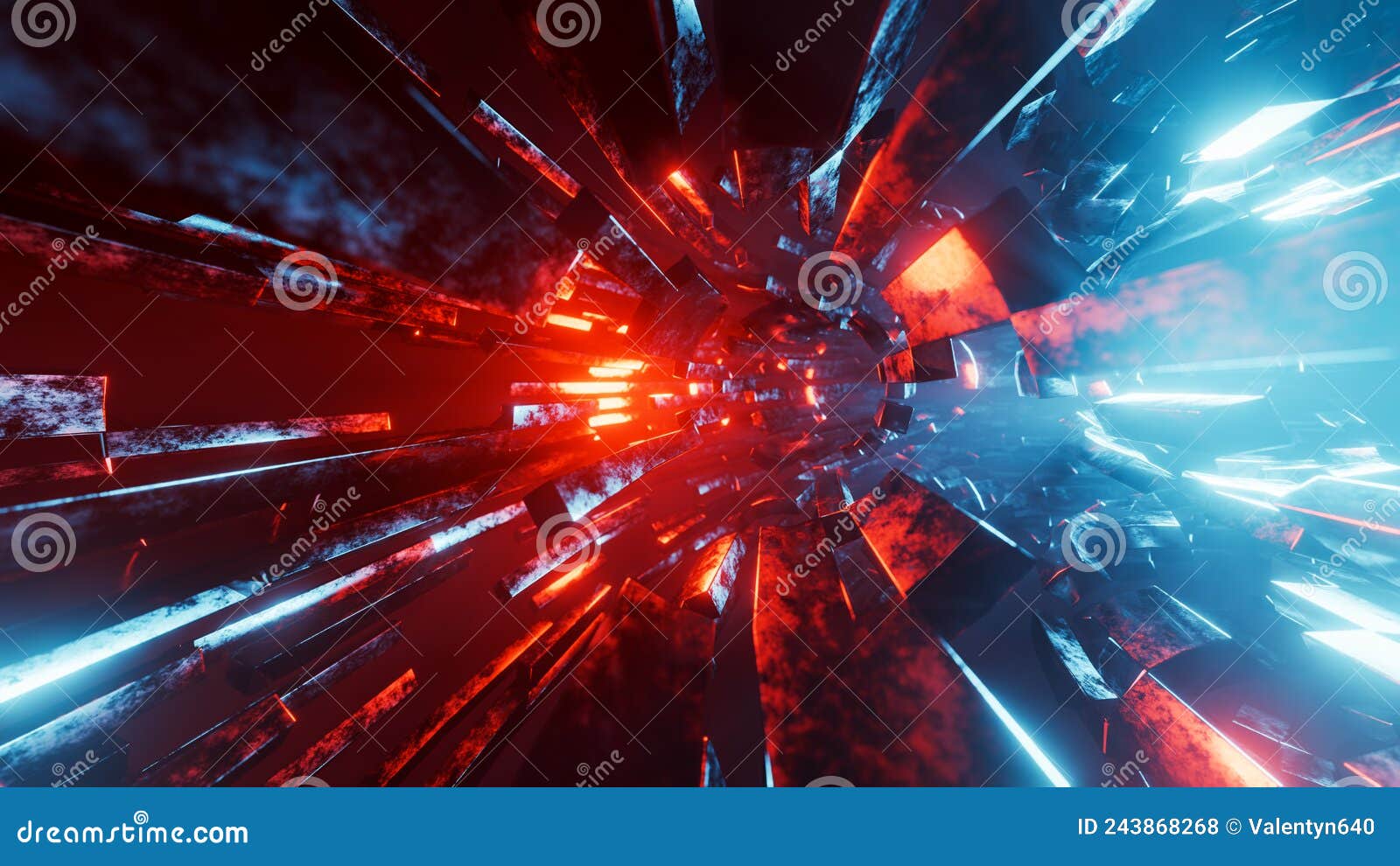 Flying through a Tunnel in Outer Space. 3D Rendering Illustration ...