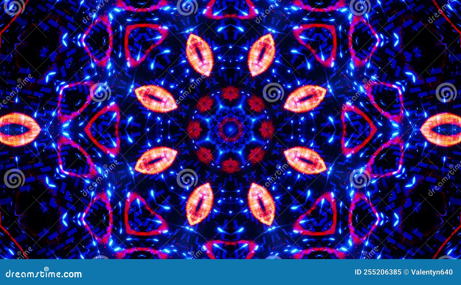 Flying in a Tunnel through Shimmering Rings. Kaleidoscope VJ Loop Stock ...