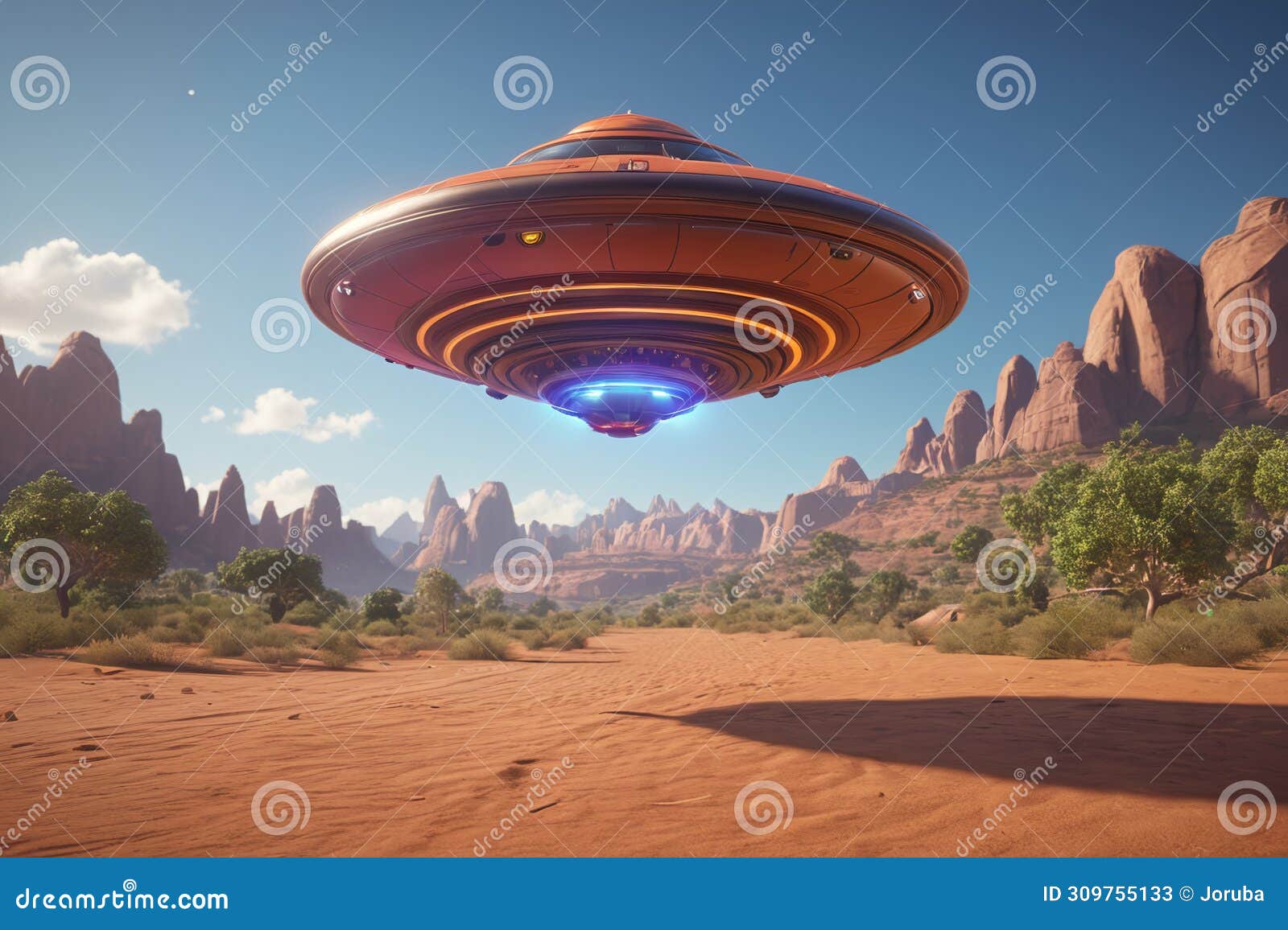 Flying Ufo Disk Alien Spaceship Stock Illustration - Illustration of ...