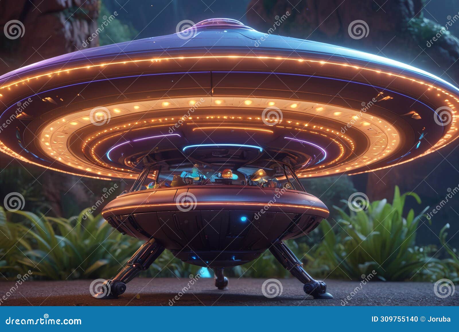 Flying Ufo Disk Alien Spaceship Stock Illustration - Illustration of ...