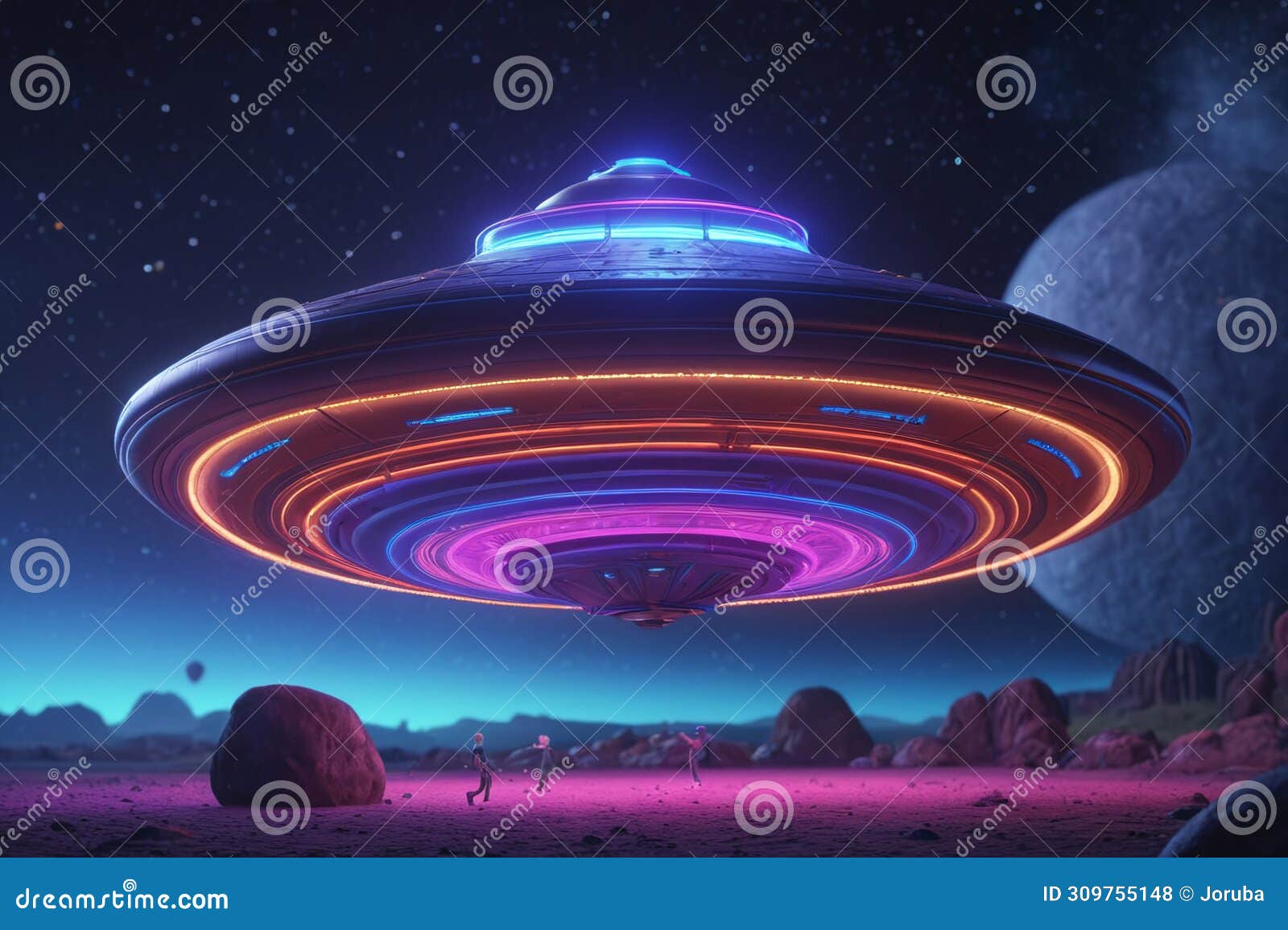 Flying Ufo Disk Alien Spaceship Stock Illustration - Illustration of ...