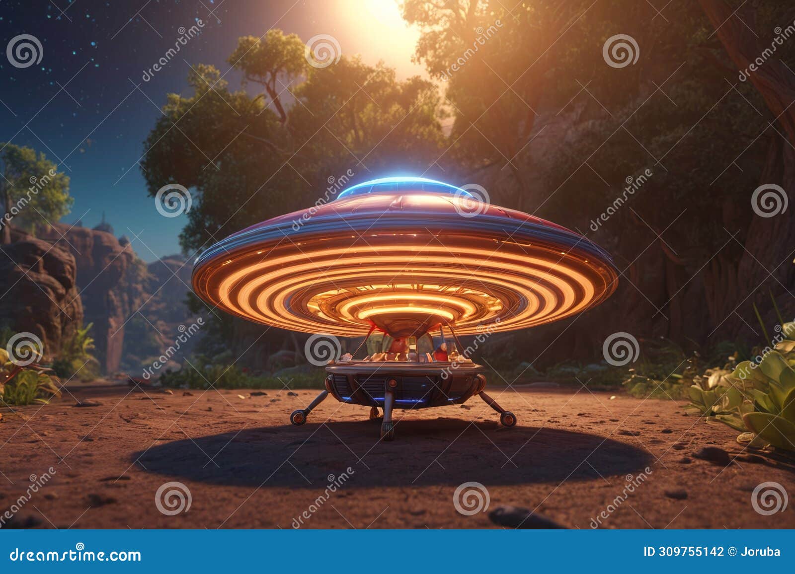 Flying Ufo Disk Alien Spaceship Stock Illustration - Illustration of ...