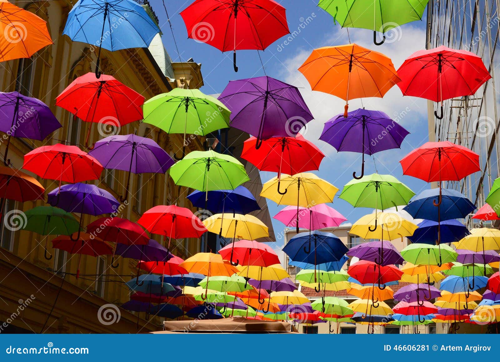 Flying Umbrella on the Street Stock Image - Image of street ...