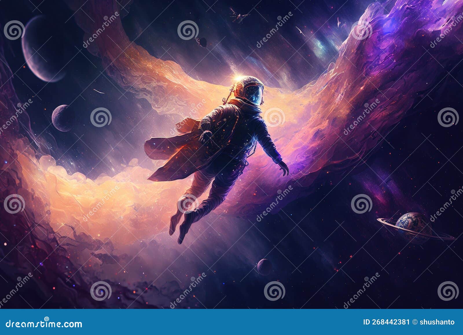 Flying through the Universe Stock Illustration - Illustration of ...