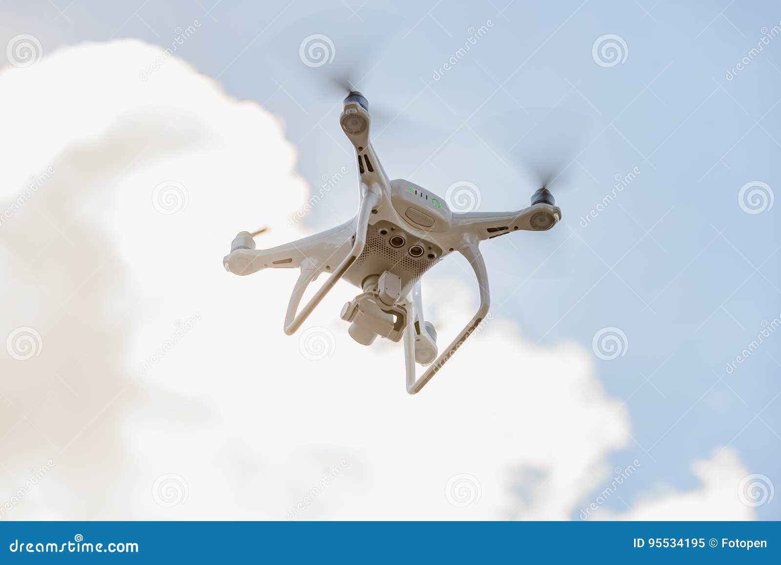 Flying Unmanned Quadcopter with Video Camera Stock Image - Image of ...