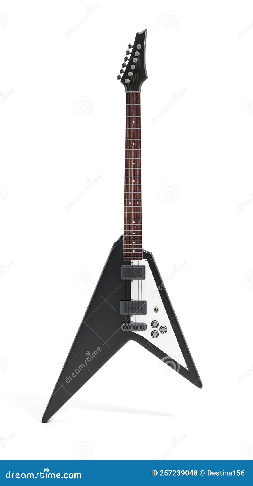 Flying V Electric Guitar Isolated on White Background. 3D Illustration ...
