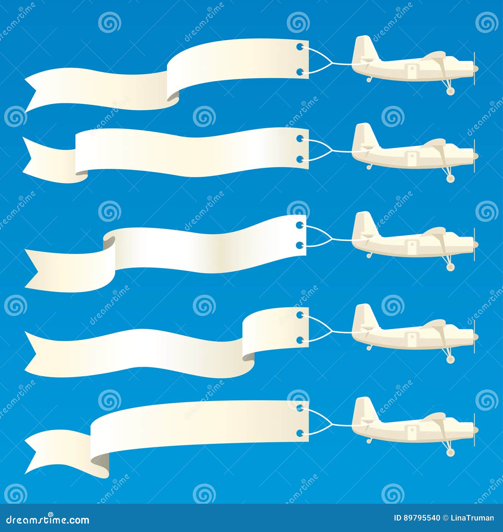 Flying Vintage Planes with Different Banners. Vector Stock Vector ...