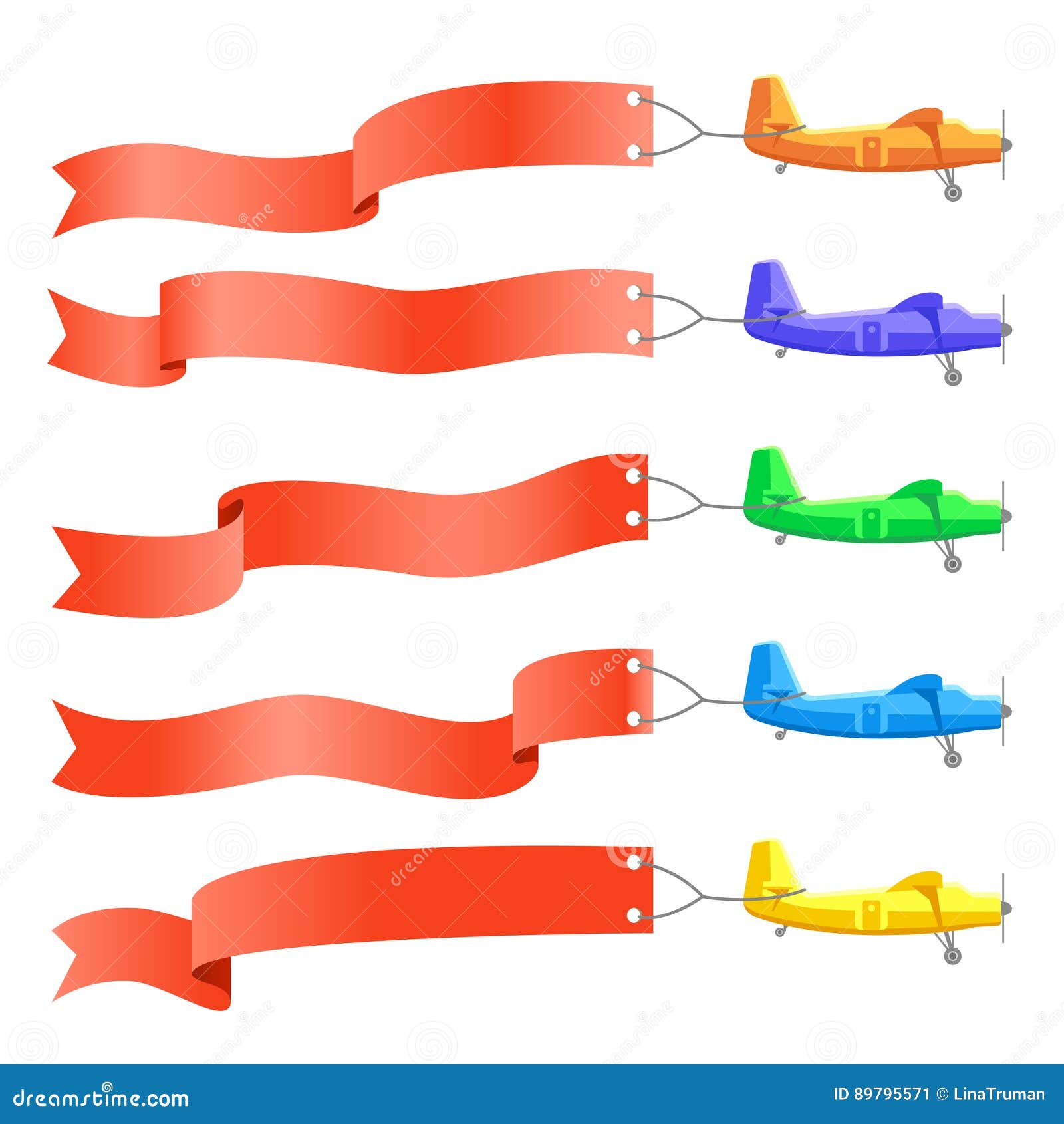 Flying Vintage Planes with Different Banners. Vector Stock Vector ...