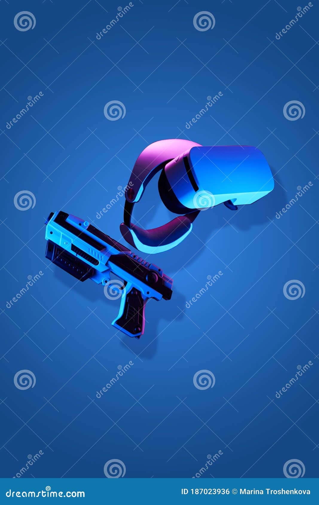 Flying Vr Headset and Blaster Controller. Stock Photo - Image of ...