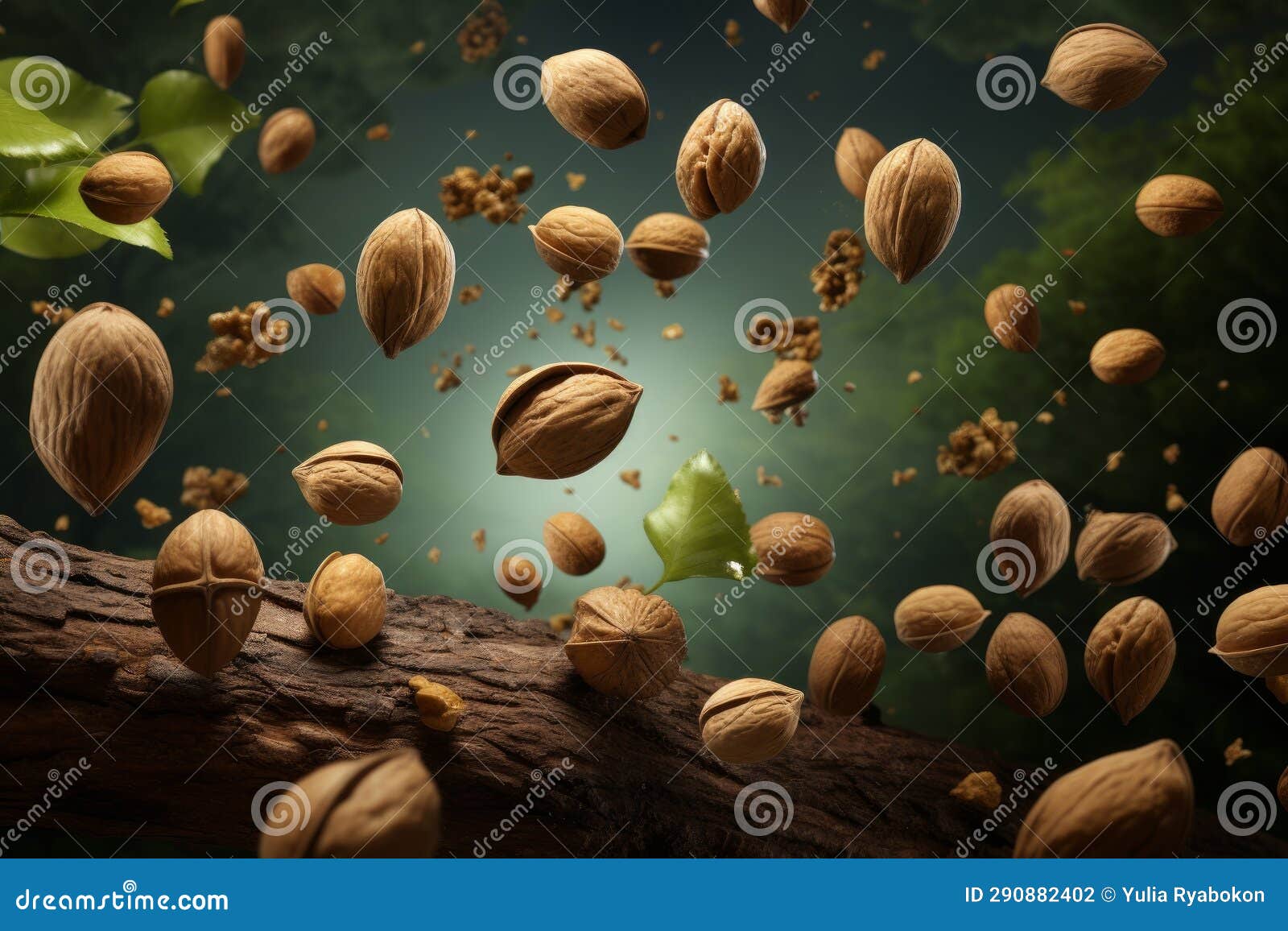 Flying Walnuts. Generate Ai Stock Illustration - Illustration of broken ...