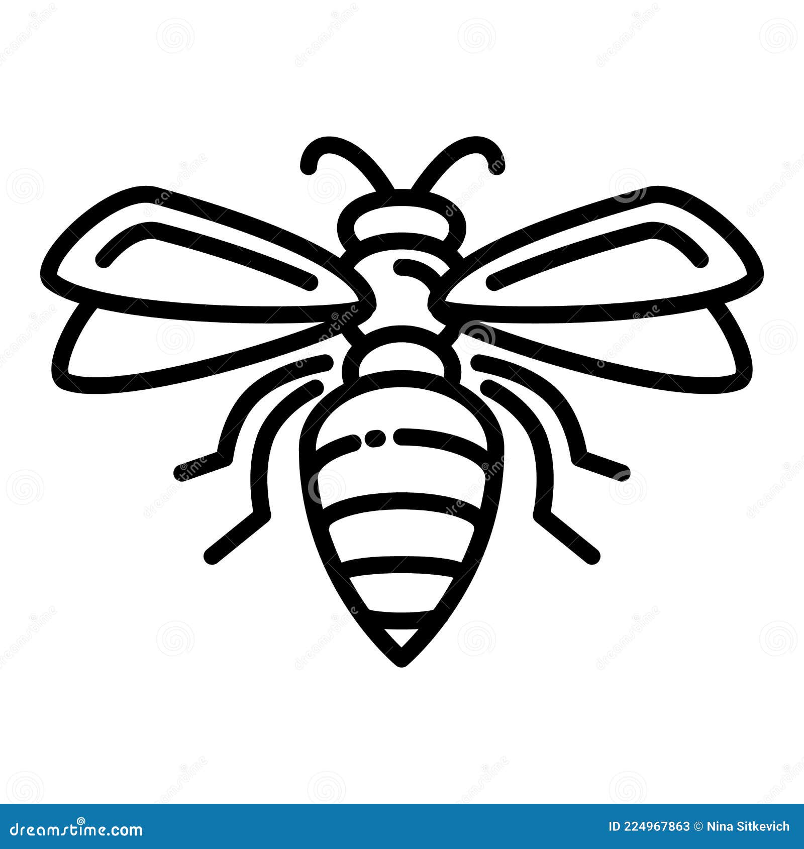 Flying Wasp Icon, Outline Style Stock Vector - Illustration of retro ...