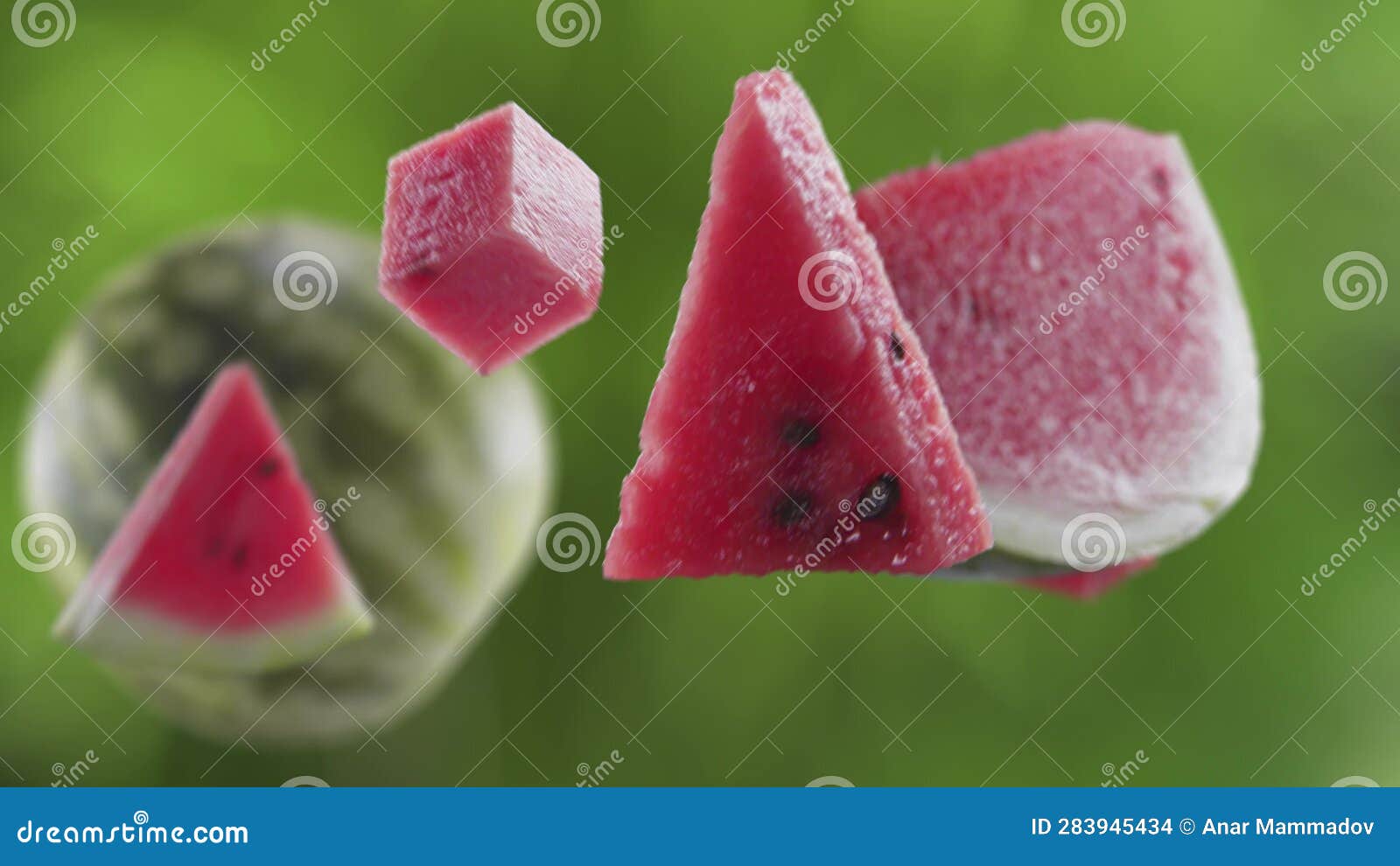 Flying of Watermelon and Slices in Garden Background Stock Footage ...