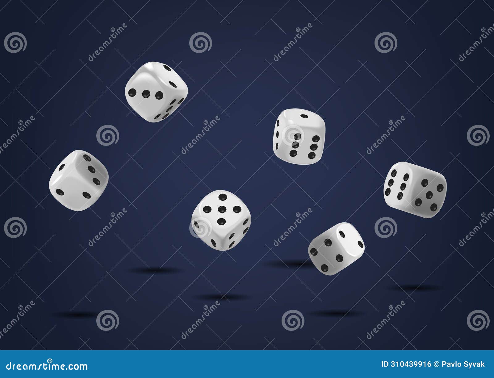 Flying White Dice Cubes. Small, Six-sided Objects with Dots Numbering ...