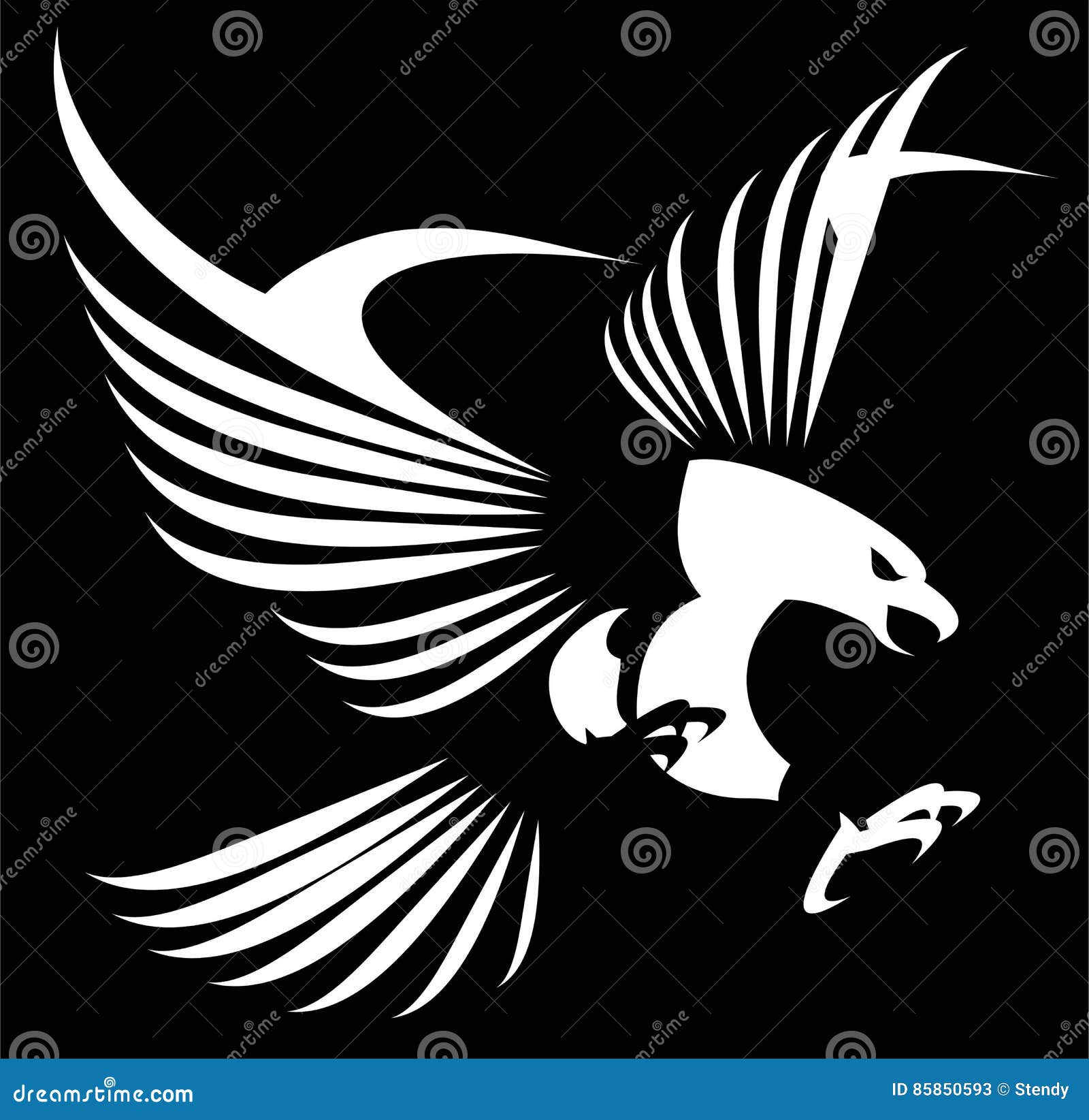 Flying white eagle stock vector. Illustration of hunter - 85850593