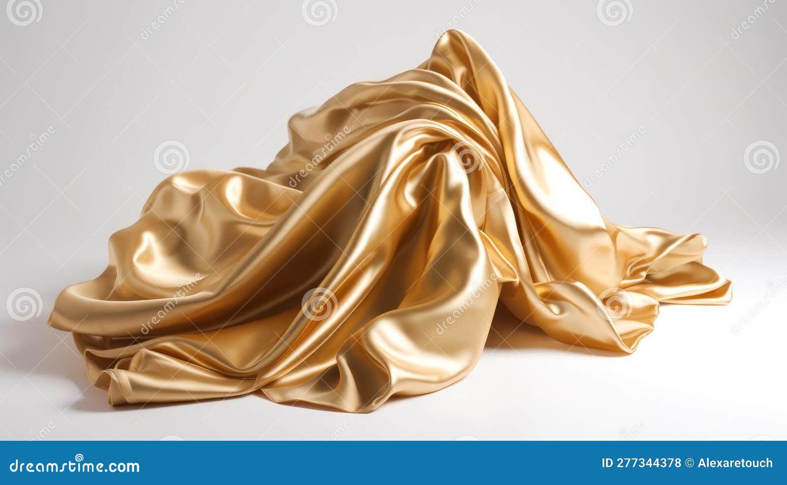 Flying White and Gold Fabric on a White Background Stock Illustration ...