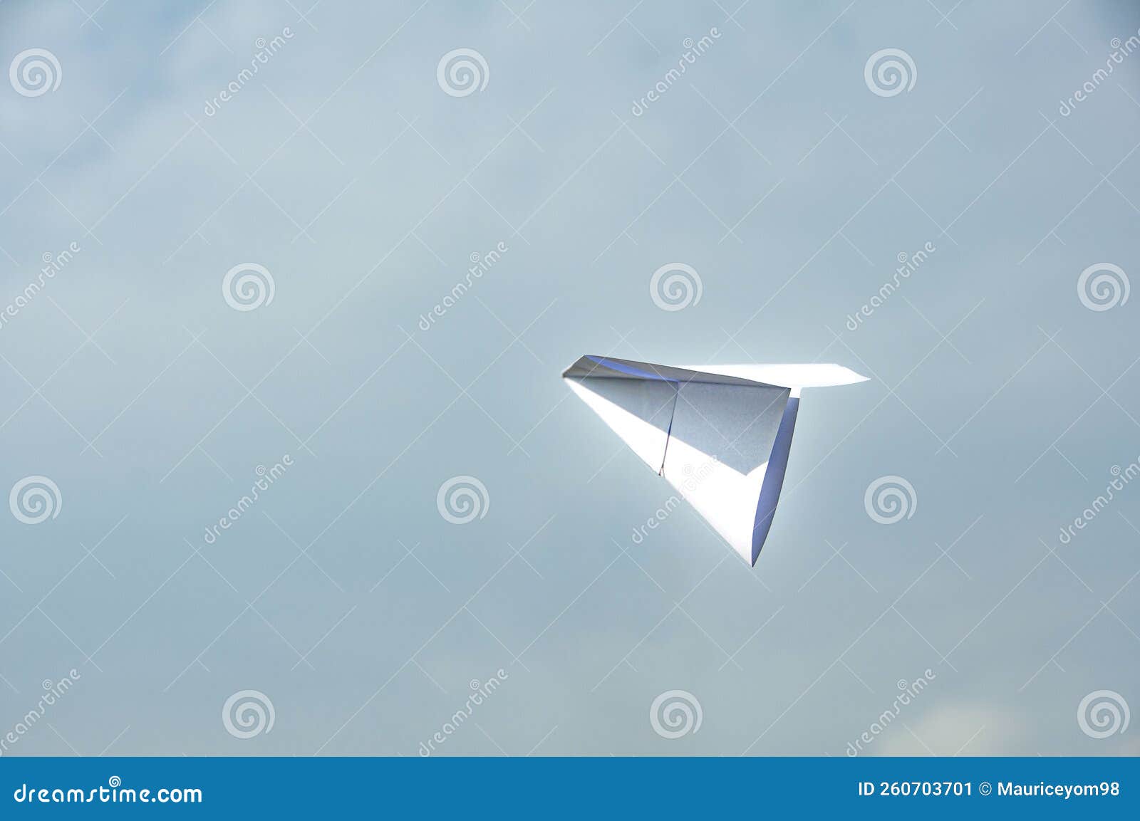 Flying White Paper Plane Sky. Travelling Concept Stock Image - Image of ...