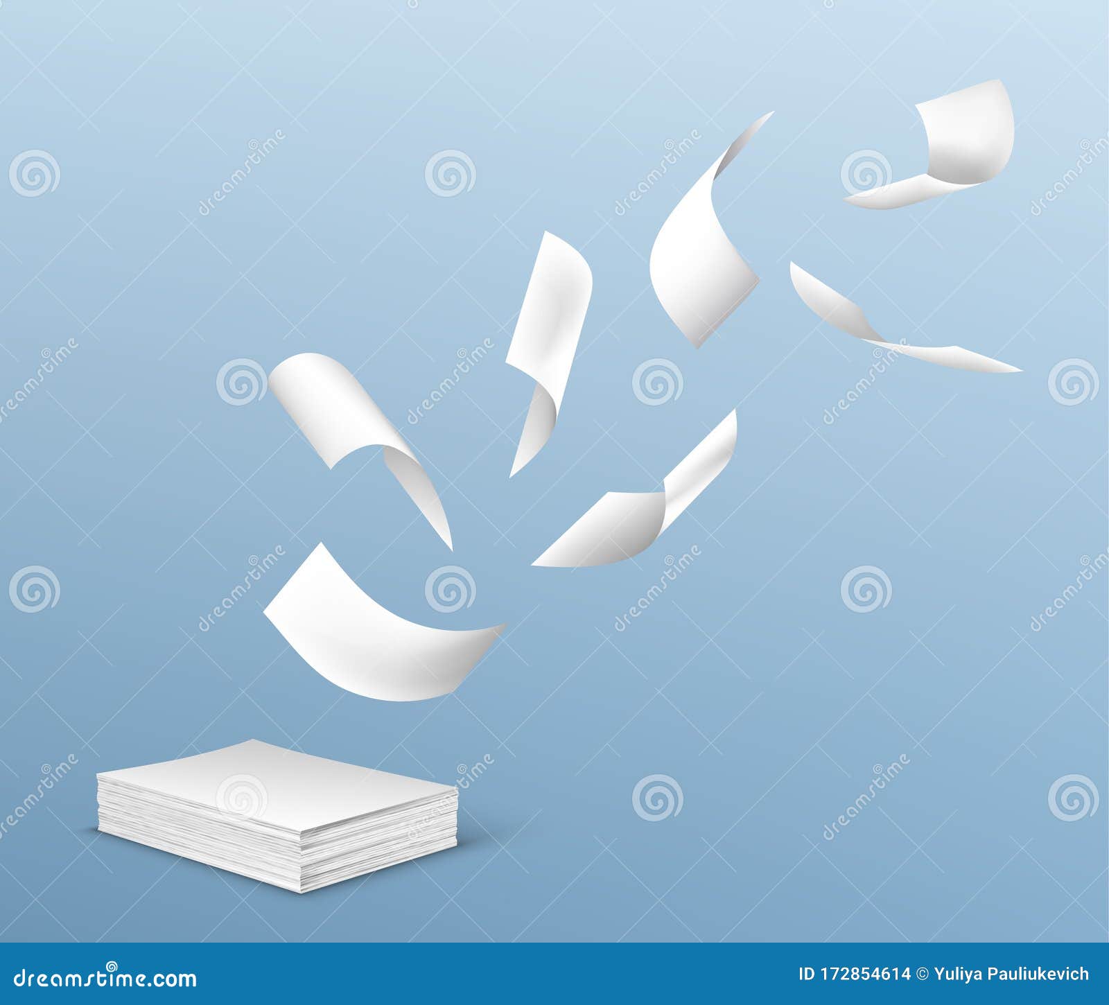 Flying White Paper Sheets from Stack of Documents Stock Vector ...