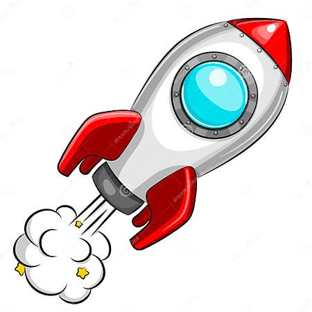 Flying White Rocket on White Background Stock Vector - Illustration of ...