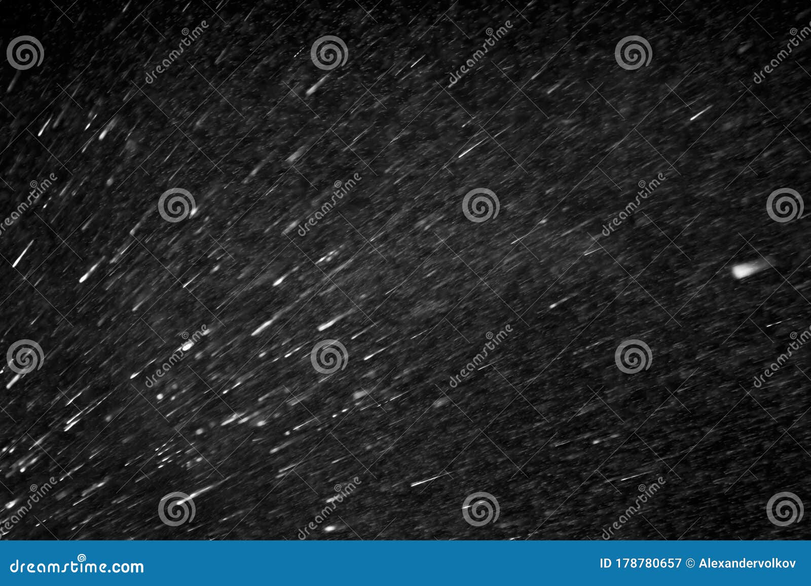 Flying White Spatter Spray or Blizzard Snow Storm on Black Background ...