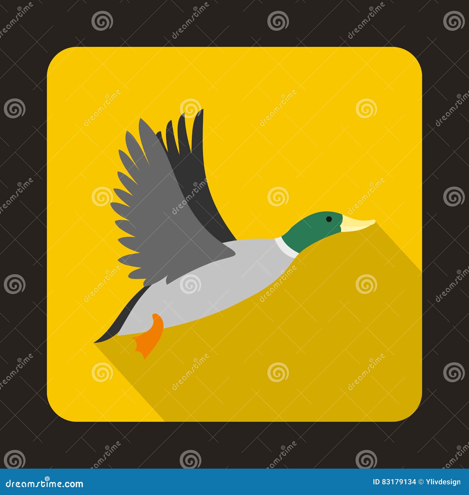 Flying Wild Duck Icon, Flat Style Stock Vector - Illustration of idea ...