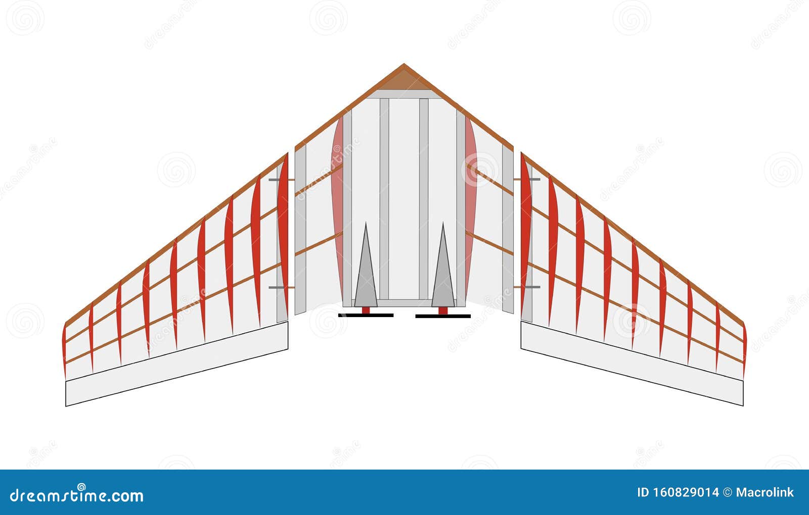 Flying Wing RC Layout Scheme. Vector Plan of Stealth Model Radio ...