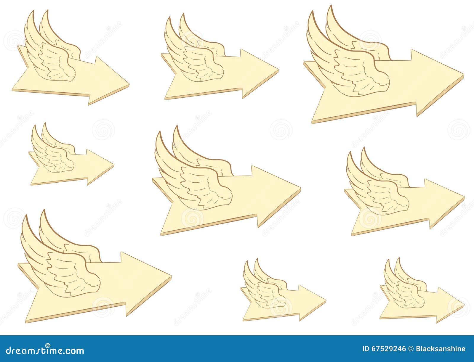 Flying winged arrows stock vector. Illustration of concept - 67529246